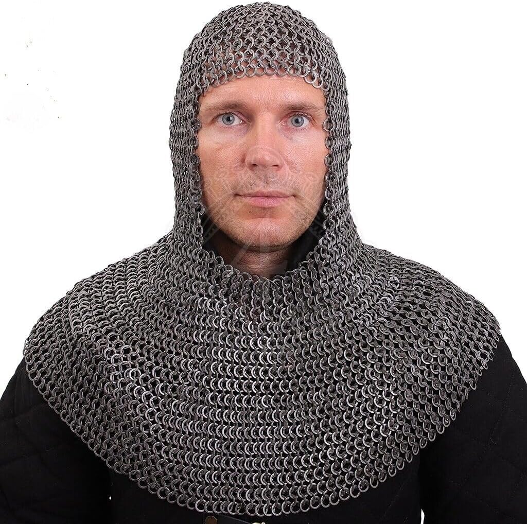 Chainmail Hood Knight Armour Chain Mail Coif Reenactment LARP : Amazon ...