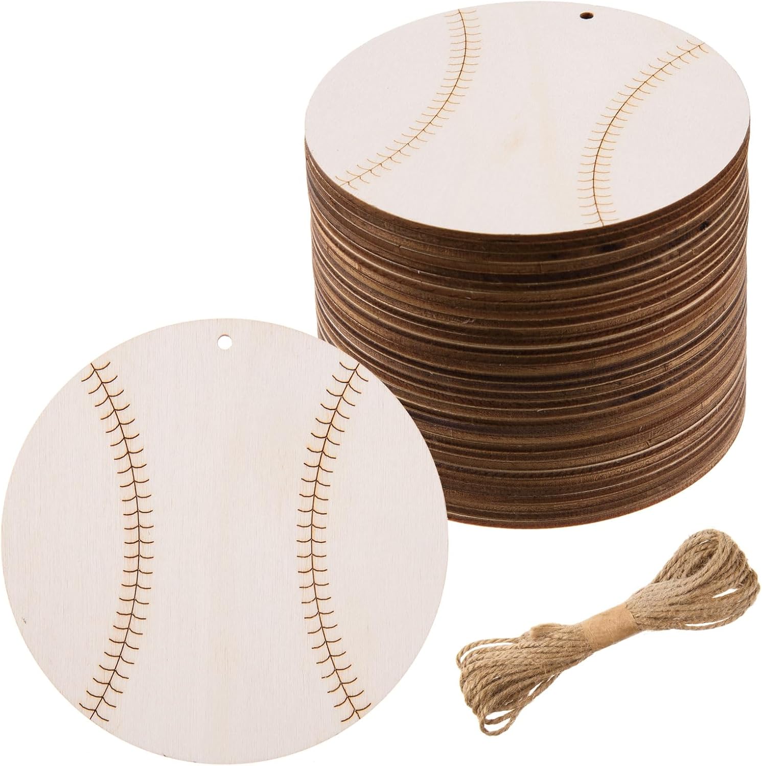 Amazon.com: AWIZOM 48 Pcs Wooden Baseball Cutouts Unfinished Wood ...