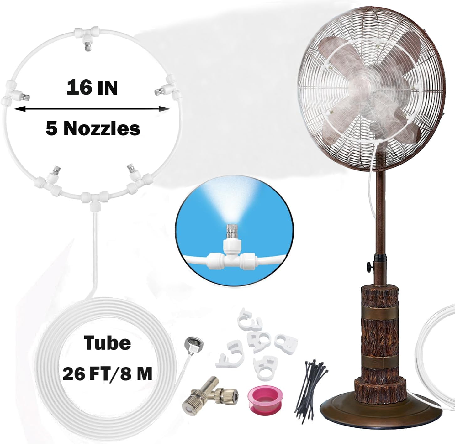 Amazon.com: Outdoor Fan Misting System Kit 26.3FT with 8 Nozzles ...