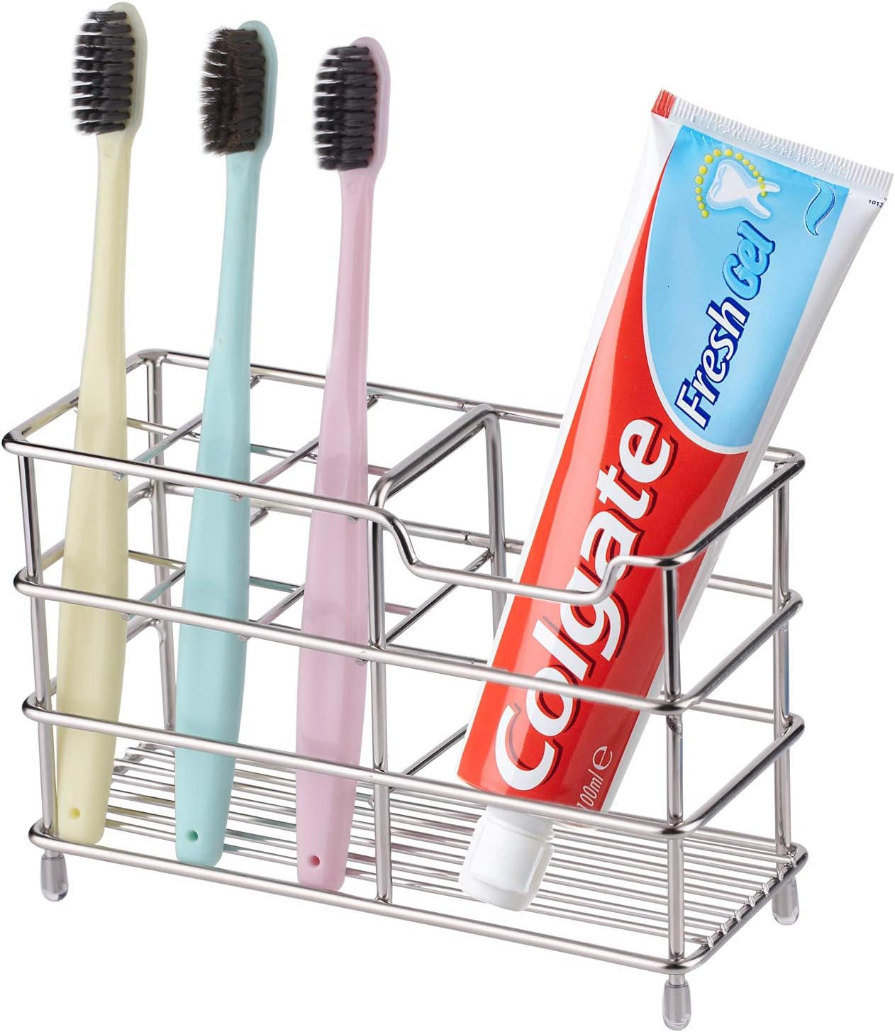 SENSOUSONG Tooth Stand Brush Toothpaste Storage Stand - Metal Steel ...