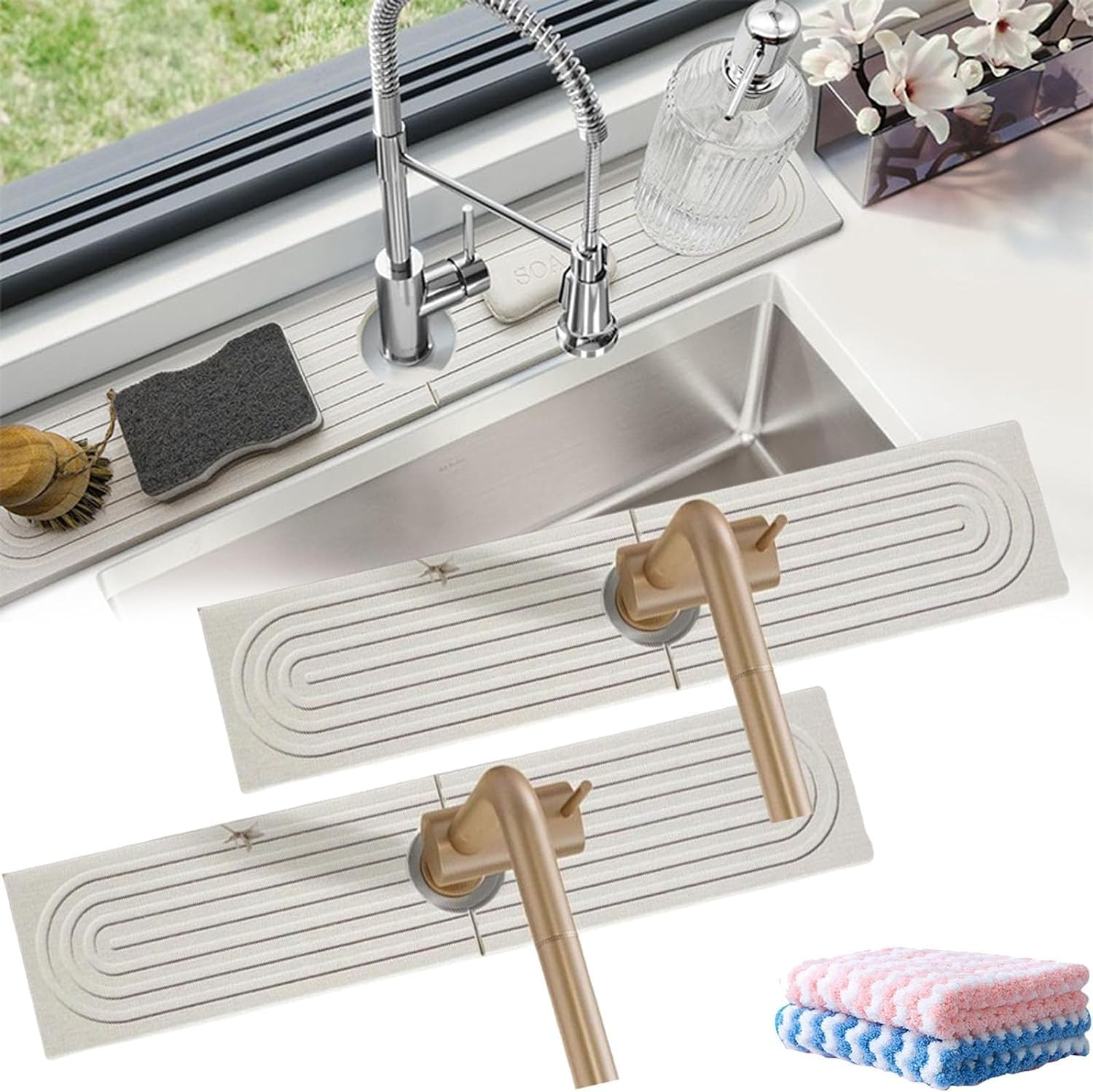 Amazon.com: Instant Drying Stone,Stone Faucet Mat for Sink,Kitchen Sink ...