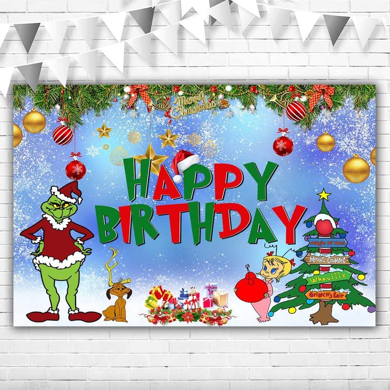 Grinch Backdrop Birthday 5x3ft Grinch Christmas Background Happy ...