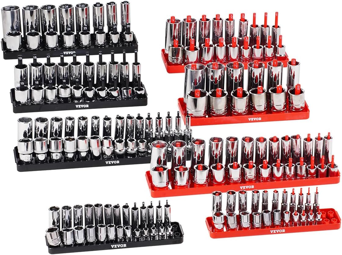 Amazon.com: VEVOR Socket Organizer Set, 8PCS High-Rod Socket Holder, 1/ ...
