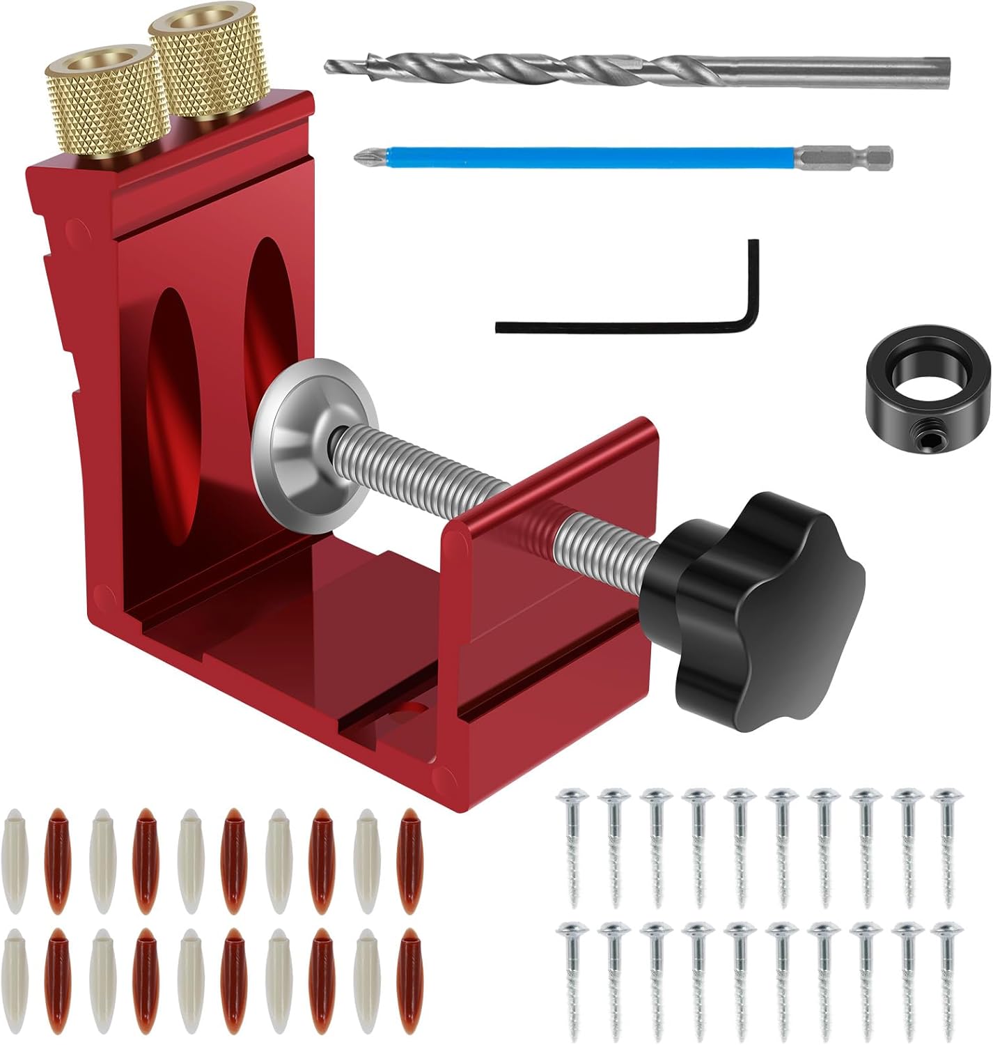 Pocket Hole Jig Kit with 3 Drill Guides – 15° Pocket Screw System for ...