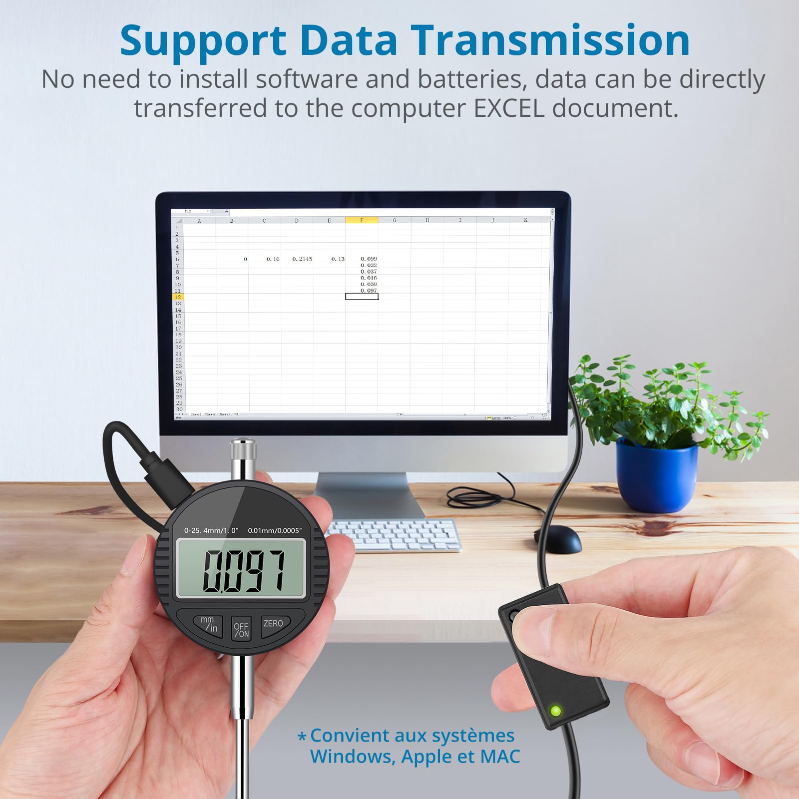 Snapklik.com : AUTOUTLET Digital Dial Indicator And Micro Data Cable ...