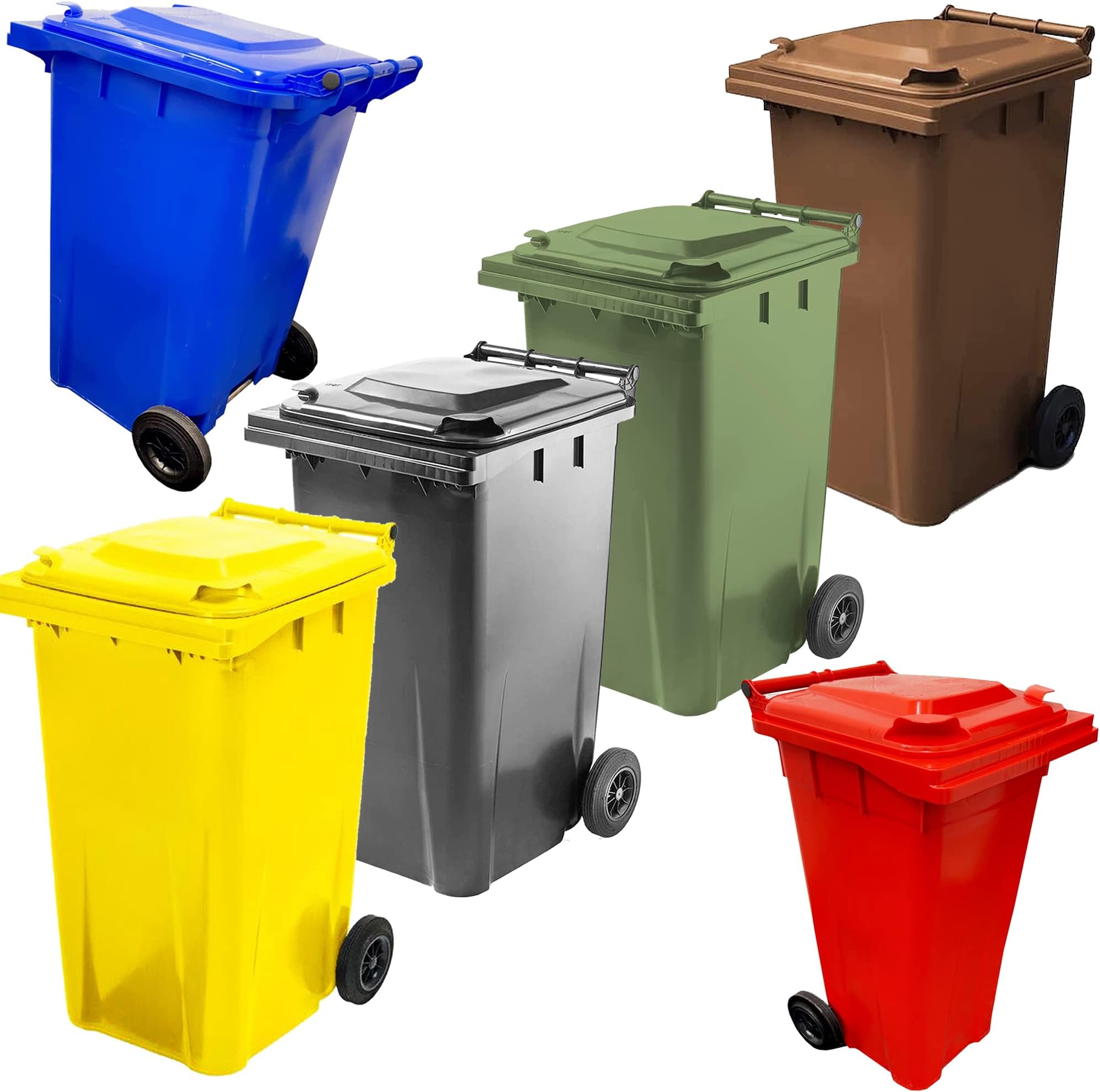 Addis Outdoor Rectangular Dustbin with Lockable Lid, Grey / Black, 90 ...