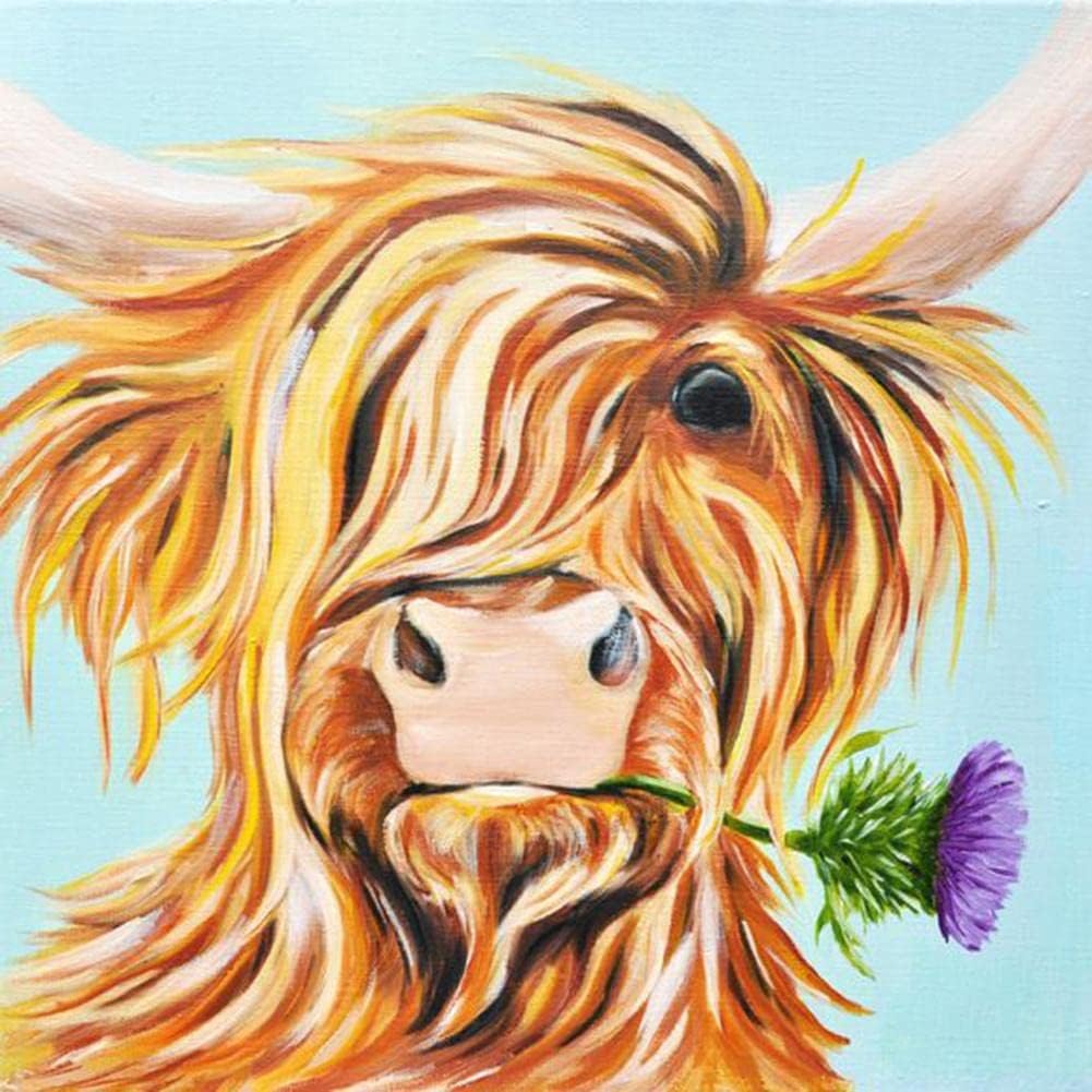 SYMON Cross Stitch Kits for Adults,Highland Cow,11CT Counted Printed ...