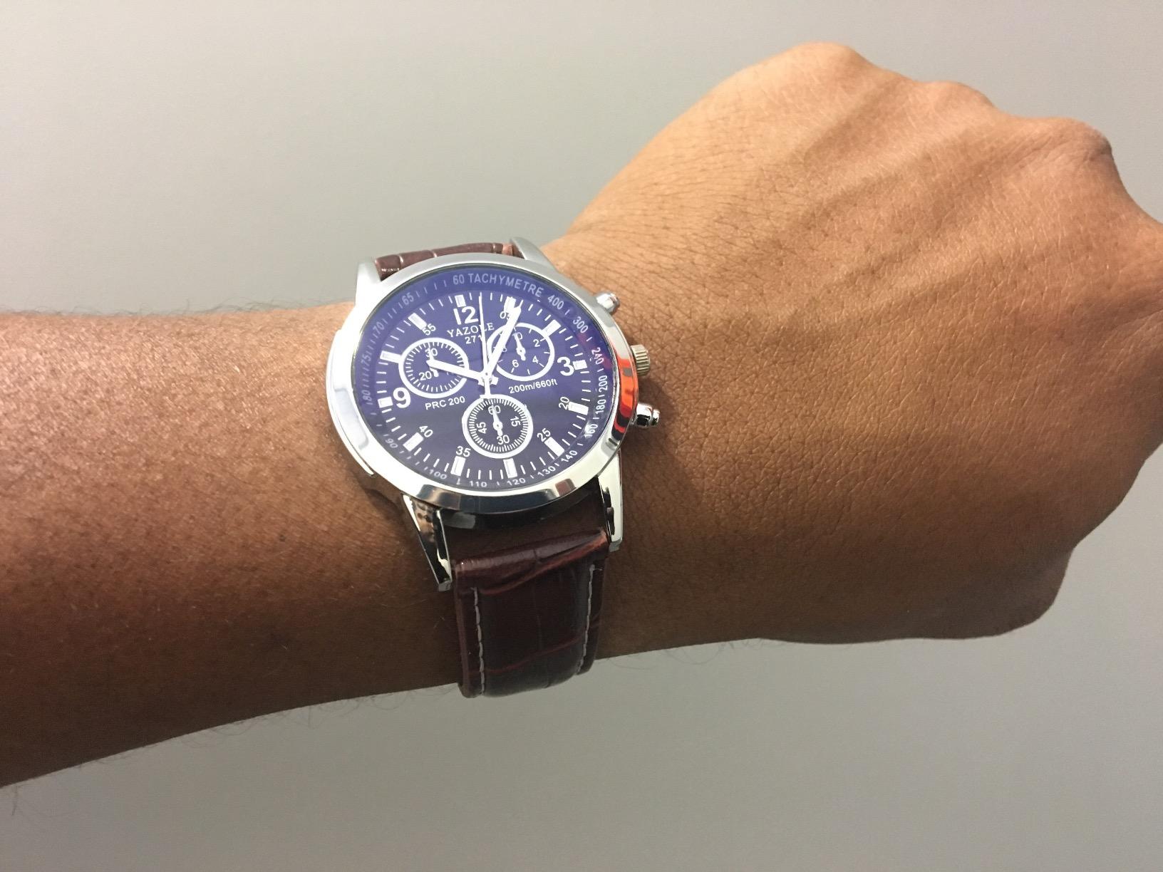 JACKY Men's Faux Leather Blue Ray Glass Quartz Analog Watches : JACKY ...