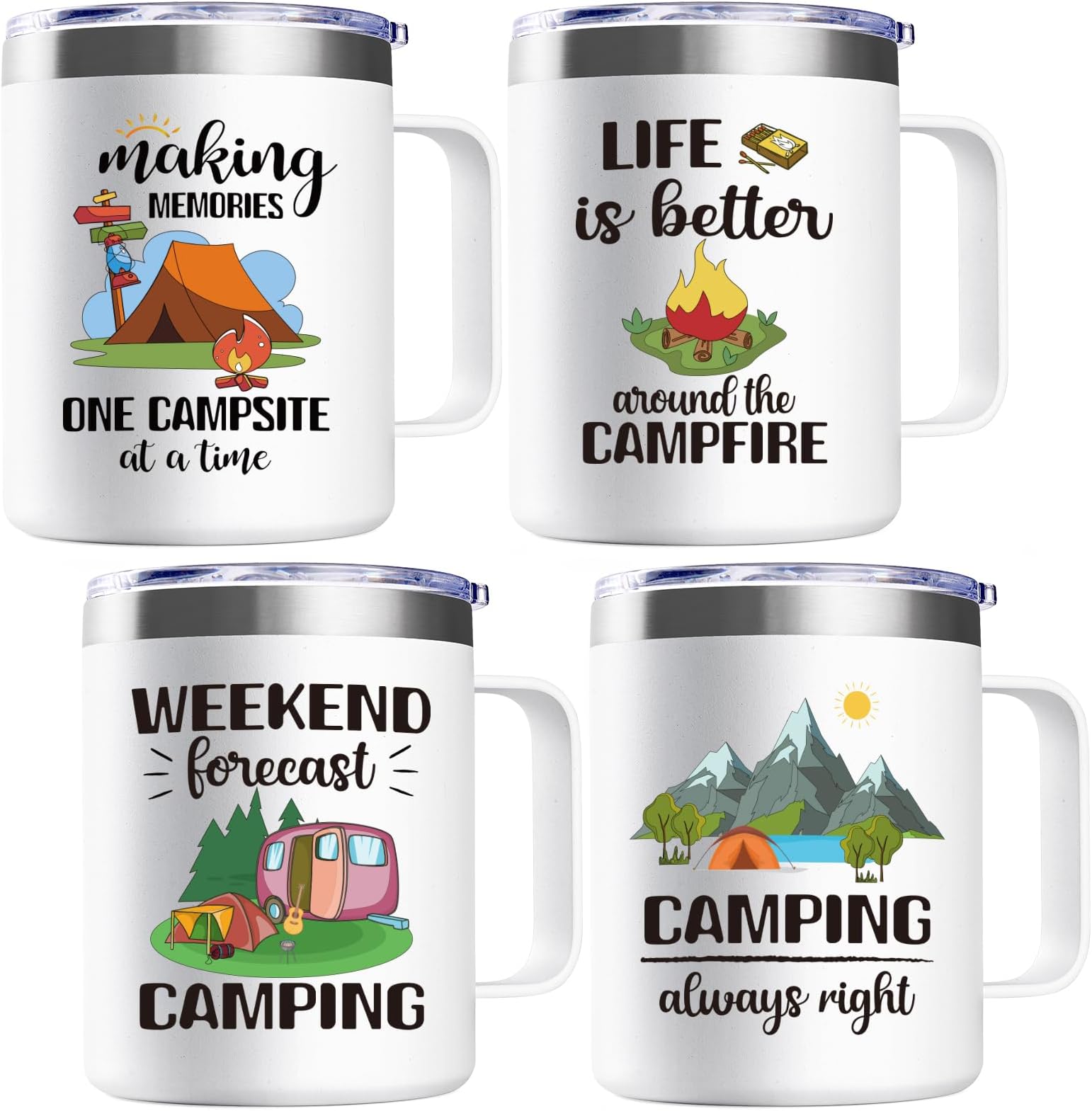 Amazon.com: LiqCool Camping Gifts, Camping Is Always Right Mugs Set of ...