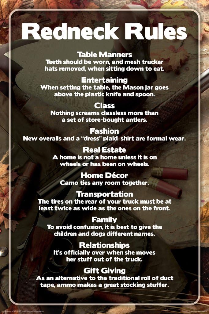 Amazon.com: Redneck Rules Poster 24 x 36in: Posters & Prints