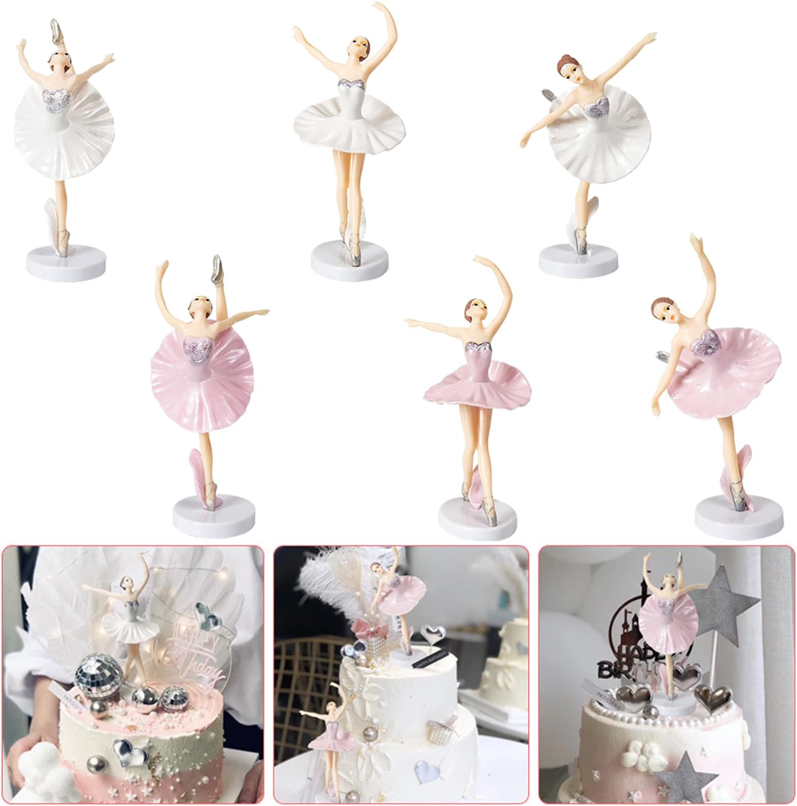 Sasibiyb Cake Topper Ballerina 6 Pezzi Decorazione Torta con Ballerina ...