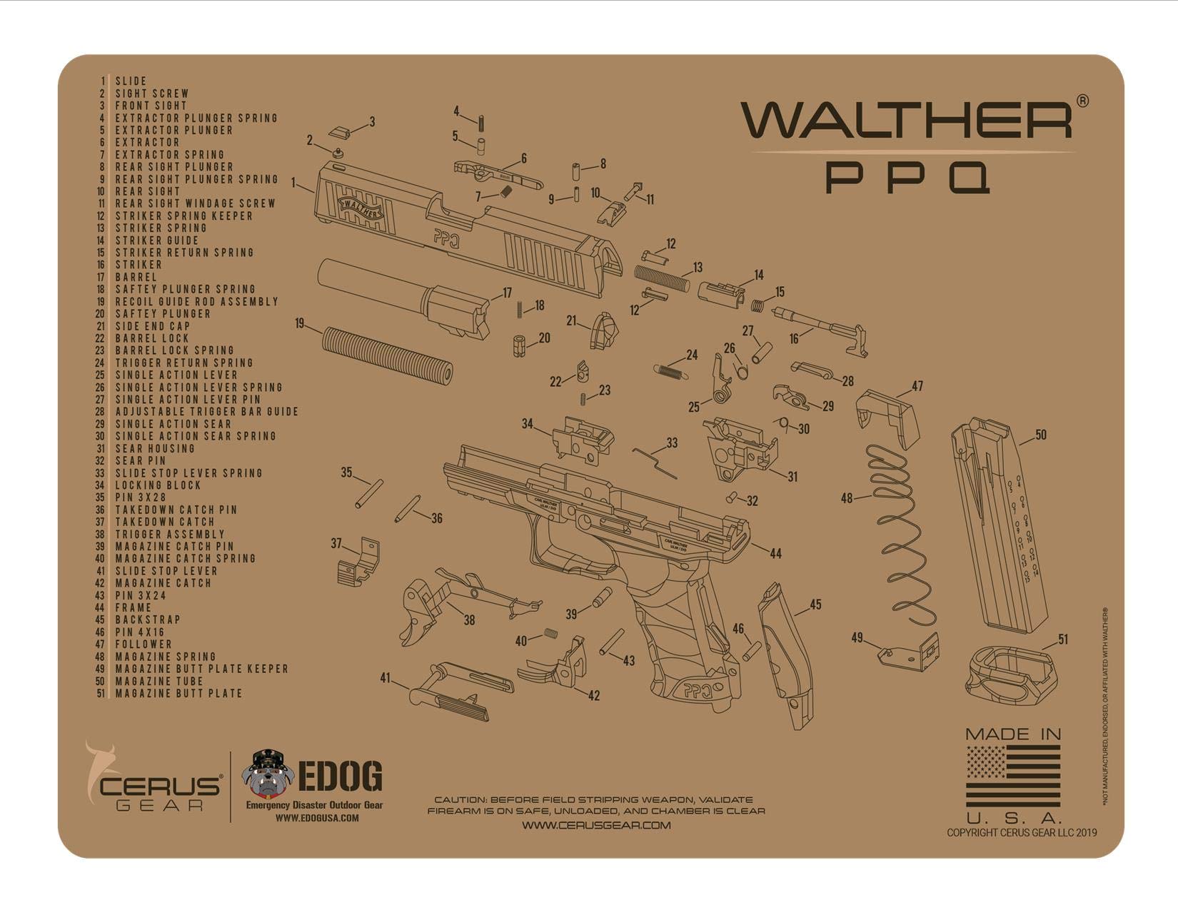 Edog Ppq Gun Cleaning Mat Tan Schematic Exploded View Diagram ...