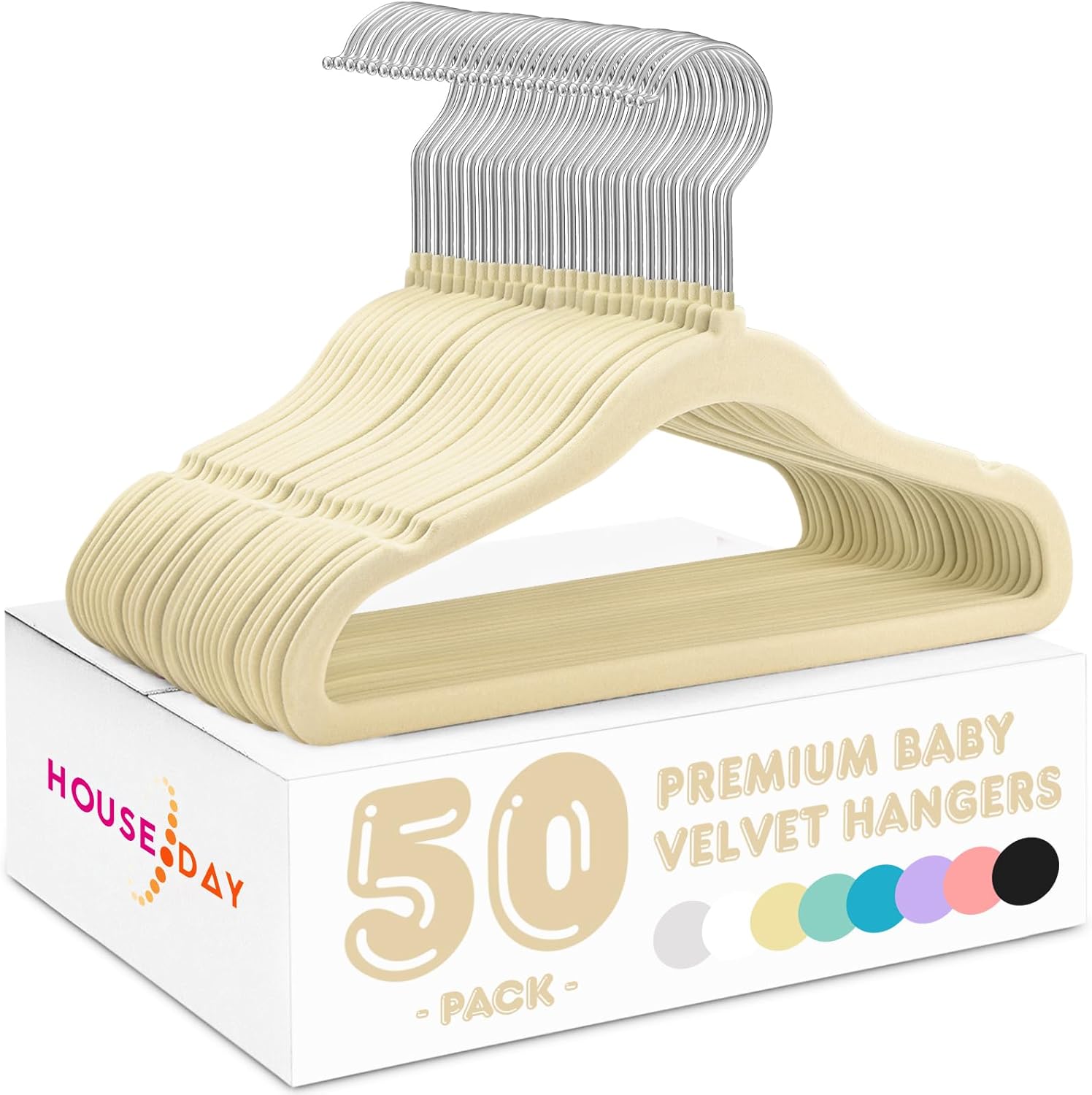 Amazon.com: HOUSE DAY Velvet Baby Hangers 50 Pack, Premium Children's ...