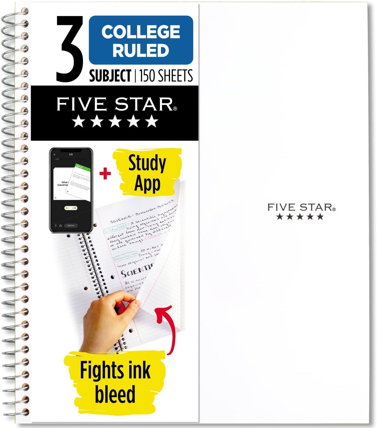Amazon.com : Oxford 3 Subject Spiral Notebook College Ruled - Black ...