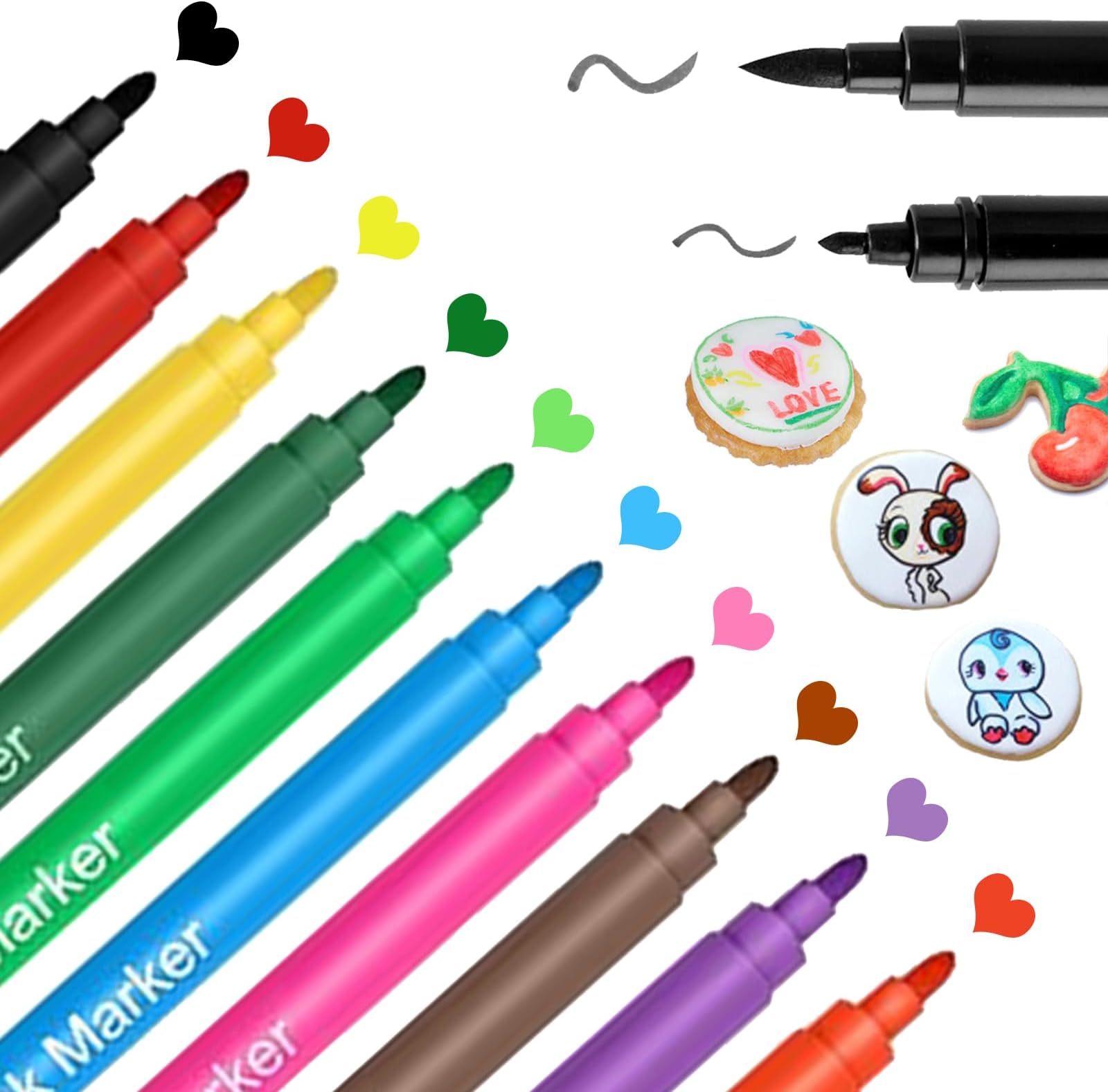 Amazon.com : Suuker Edible Markers for Cookie Decorating Kit, 10 Pieces ...