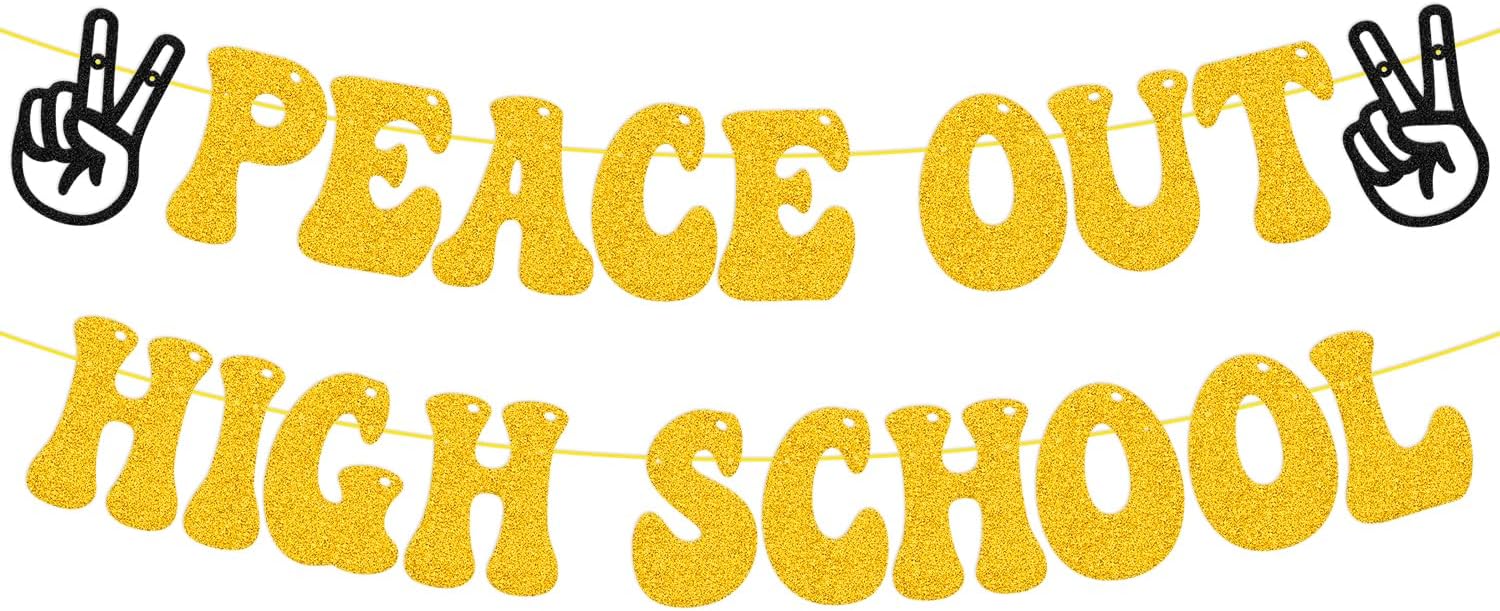 Amazon.com: Peace Out High School Banner Congrats Grad Decoration ...