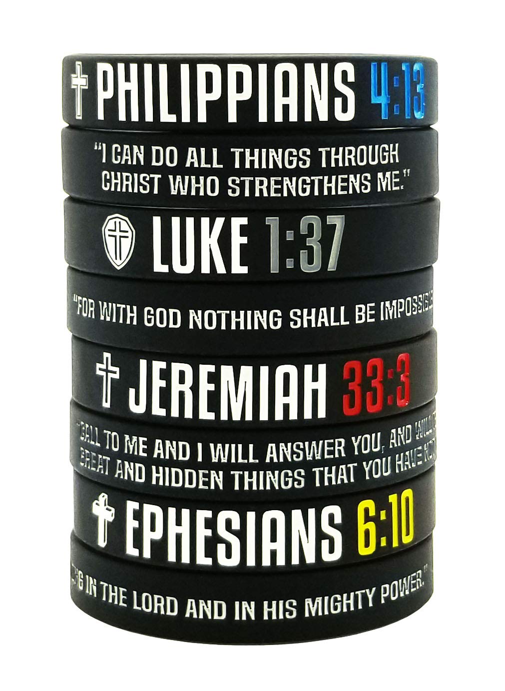 Amazon.com: Nuzabee (8-Pack Christian Bible Verses Silicone Bracelets ...