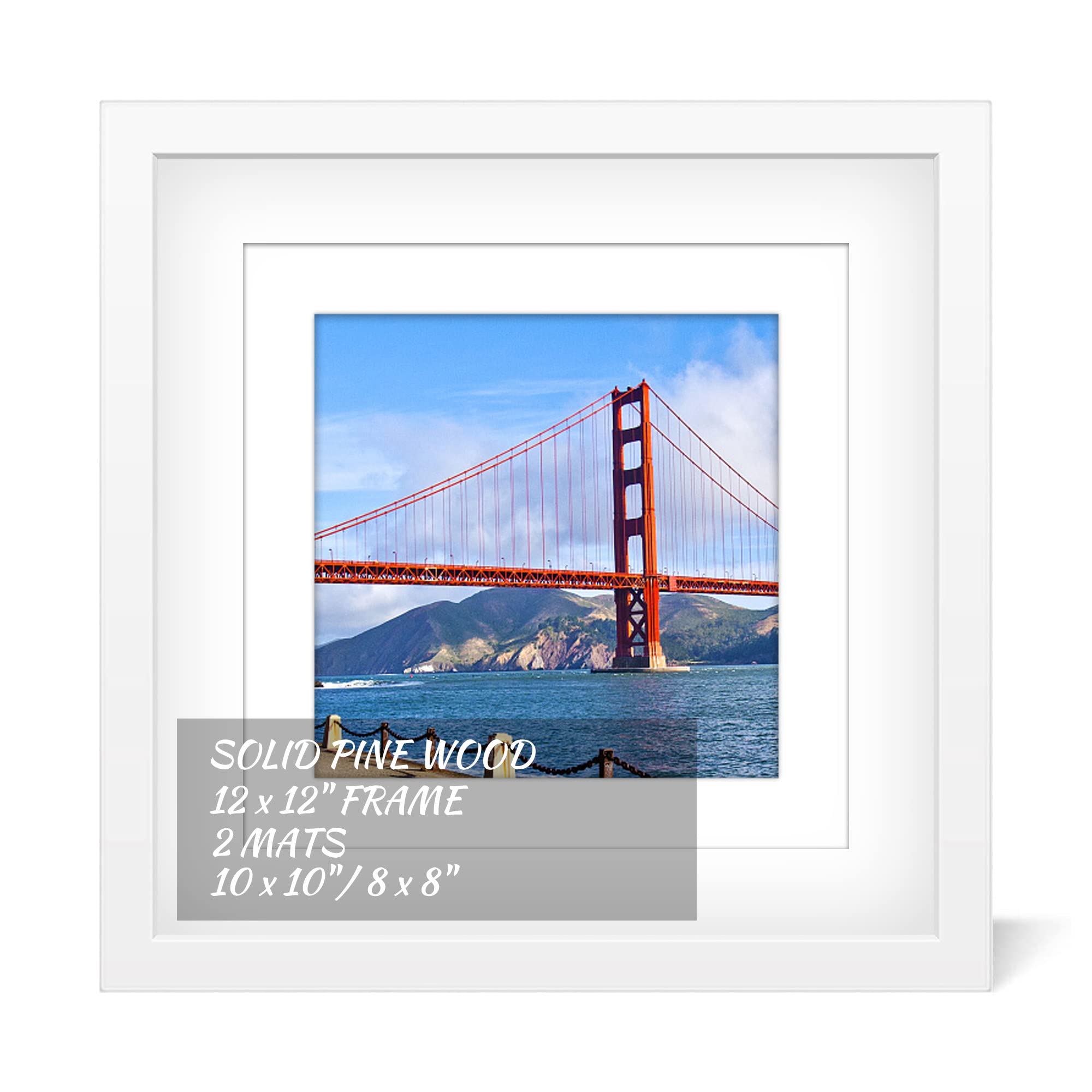 Amazon.com - 12x12 inch Wood Picture Frame for Wall Hanging Square ...