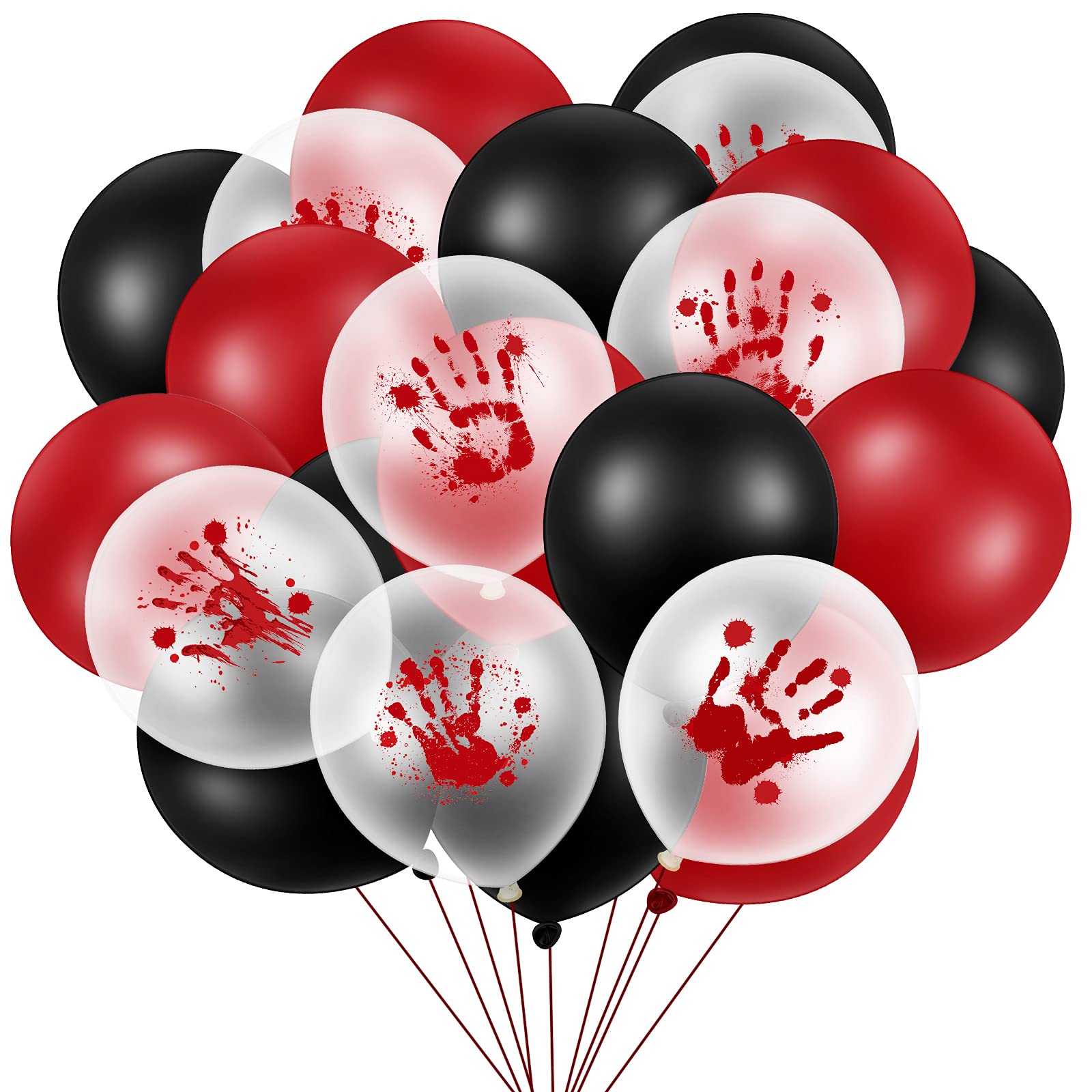 Amazon.com: 60 Pieces Halloween Balloons Blood Handprint Balloons Black ...