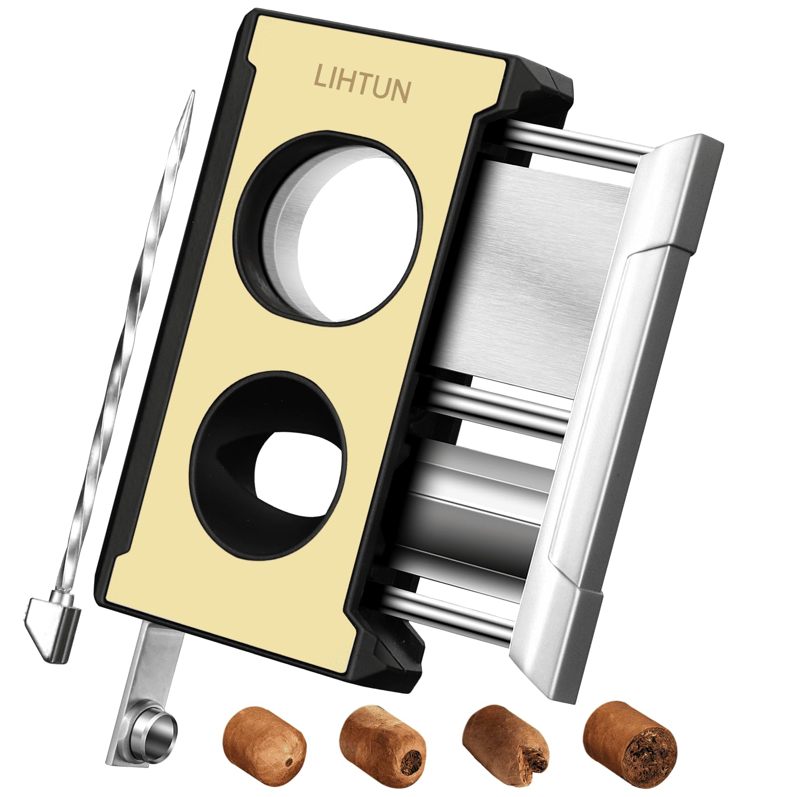 Amazon.com: LIHTUN Cigar Cutter Guillotine 4 in 1 One Touch Straight ...