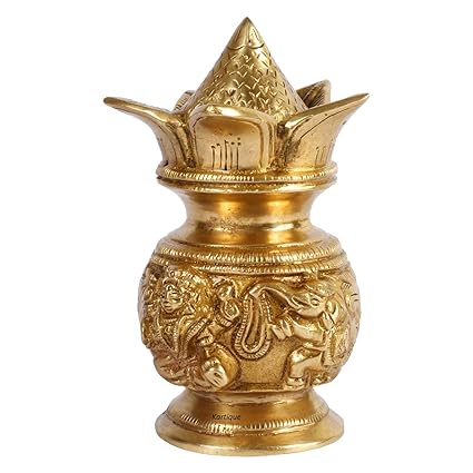 Buy Kartique Kalash Brass Idol | Traditional Pooja Kalash for Home ...
