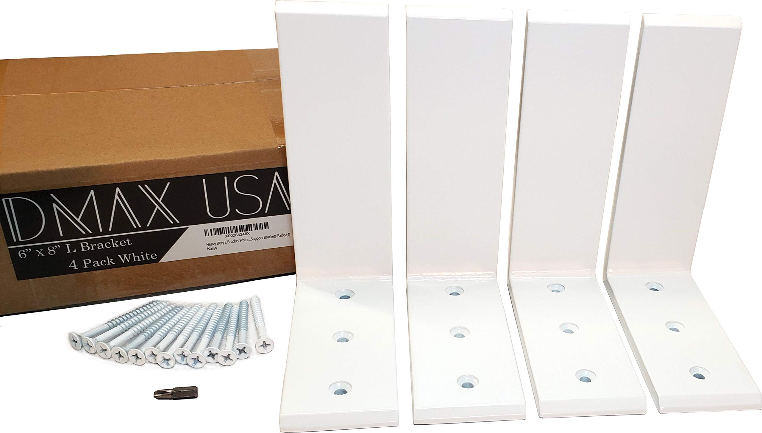 Heavy Duty L Bracket White Steel 6" x 8" Countertop Support Brackets ...