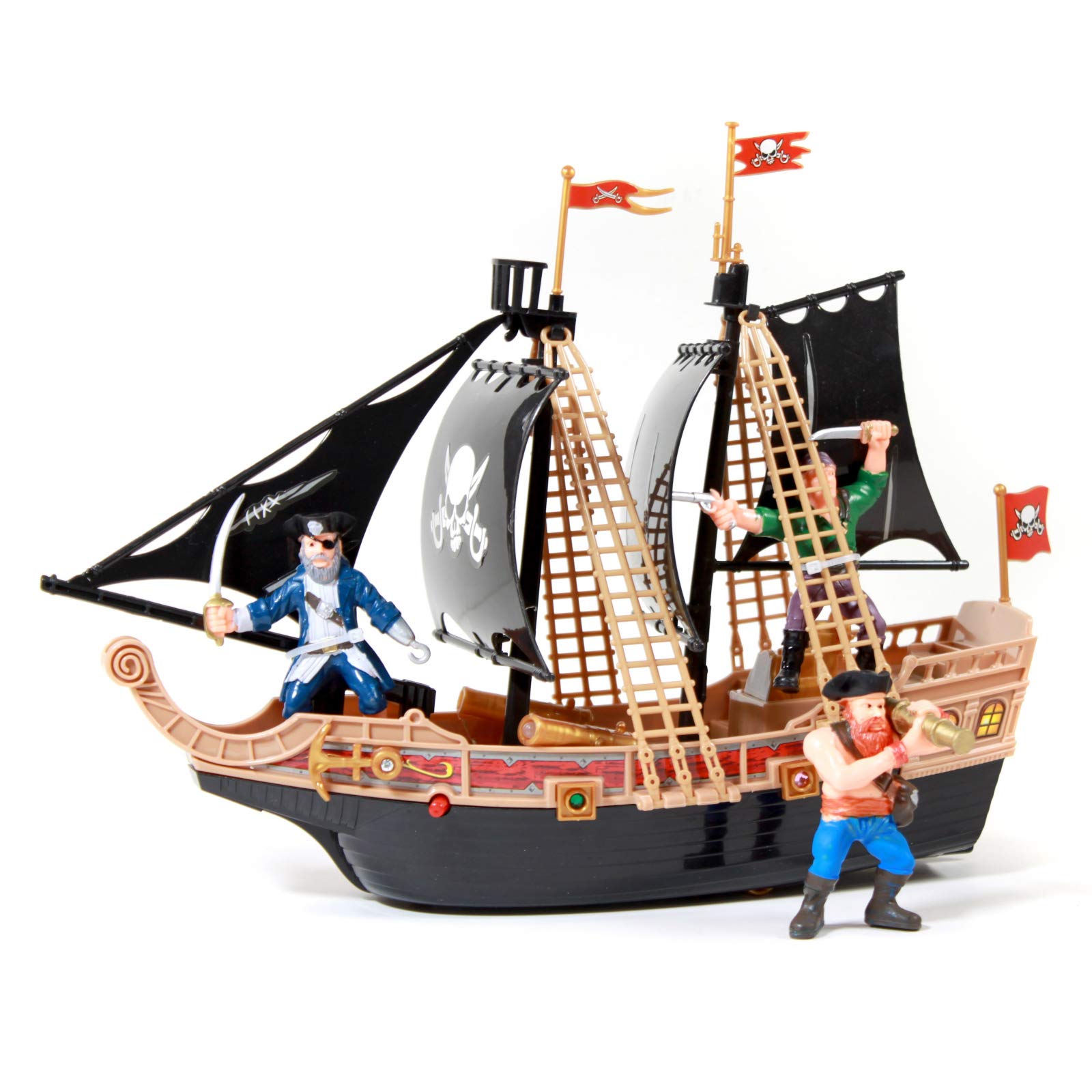 Amazon.com: KidPlay Products Kids Light Up Pirate Ship Adventure Toy ...