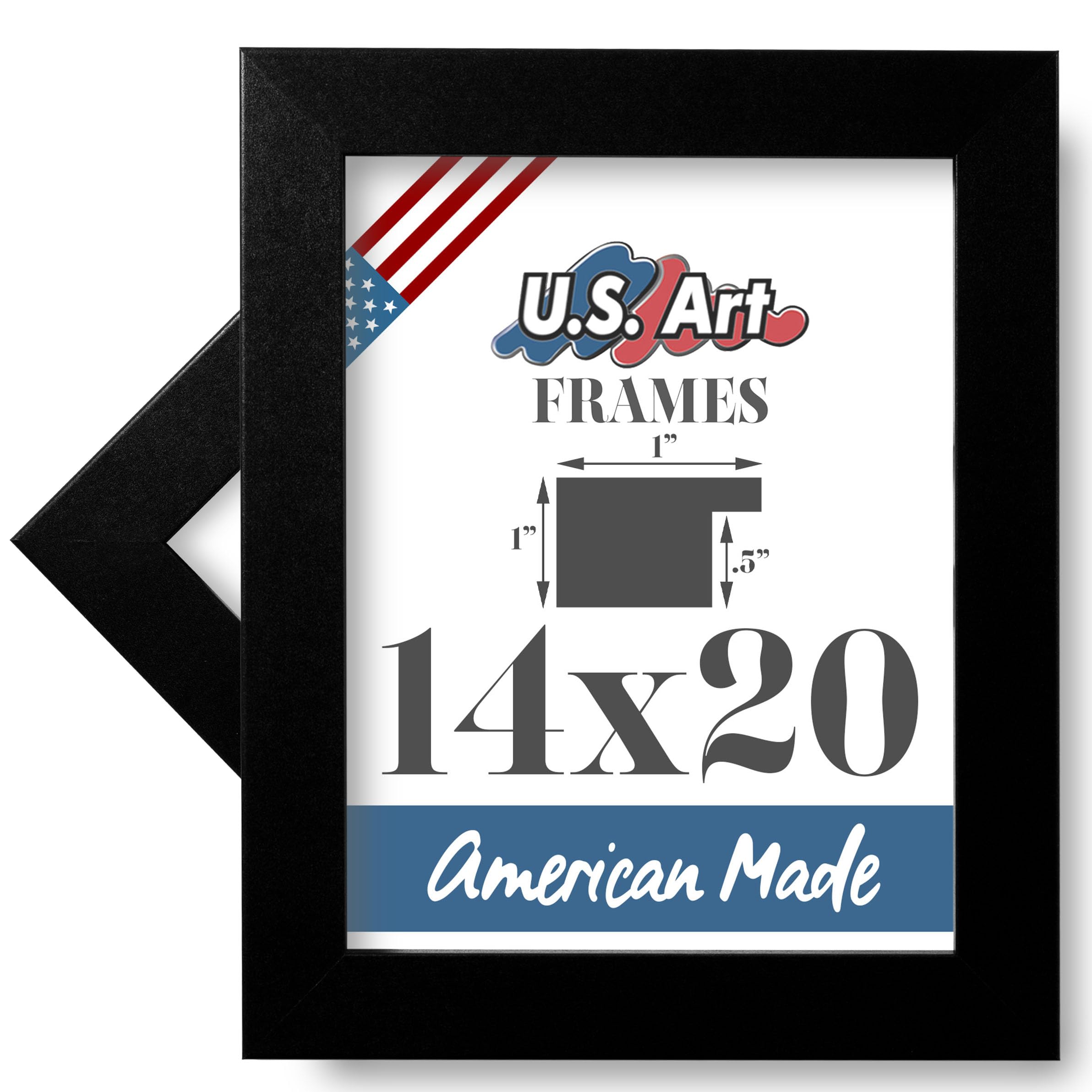 Amazon.com: US Art 14x20 Black 1 Inch Flat MDF Wood Composite, Wall ...