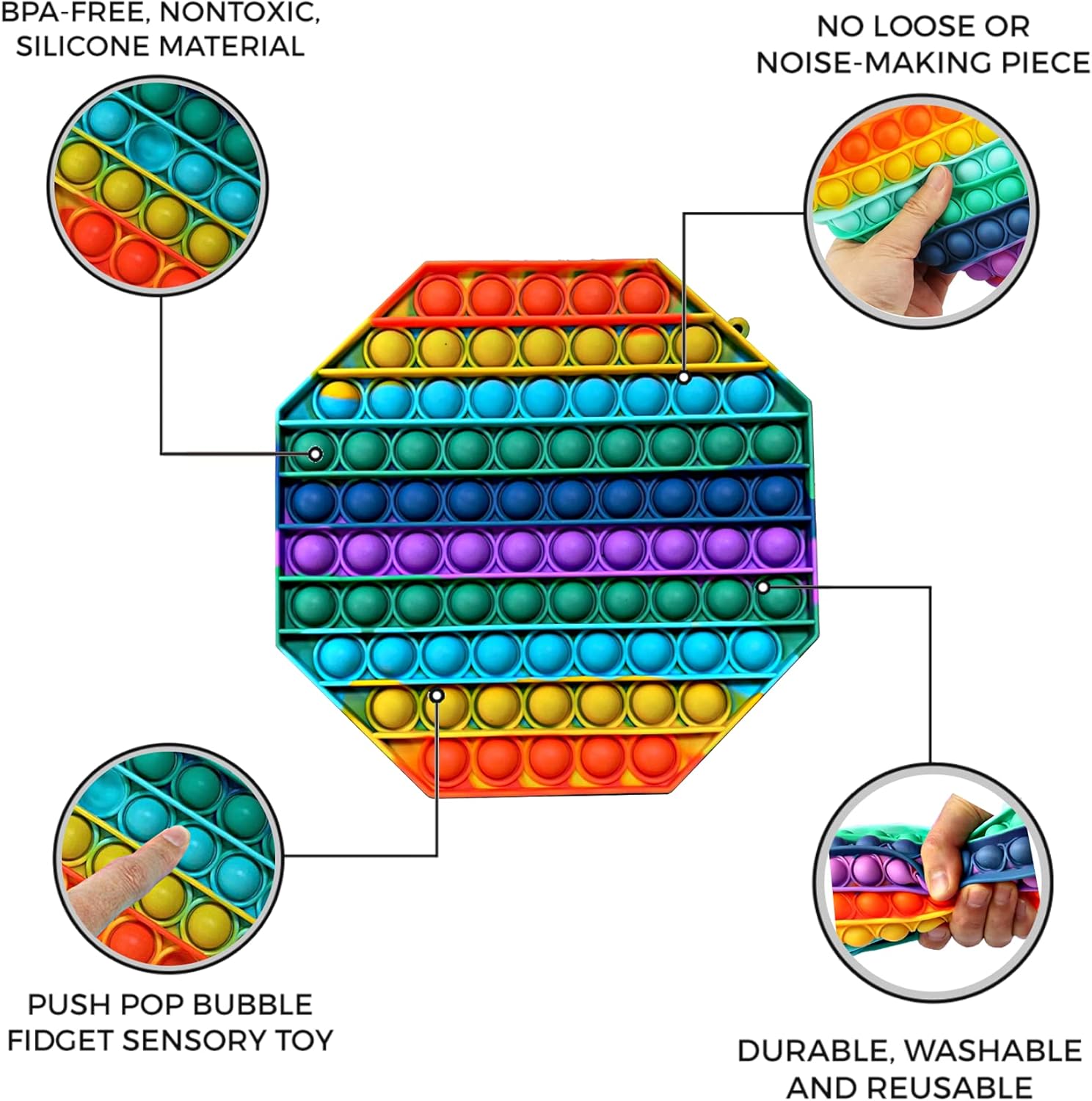 Big Pop It Fidget Toy for Boys and Girls – Giant Bubble Poppet Sensory ...