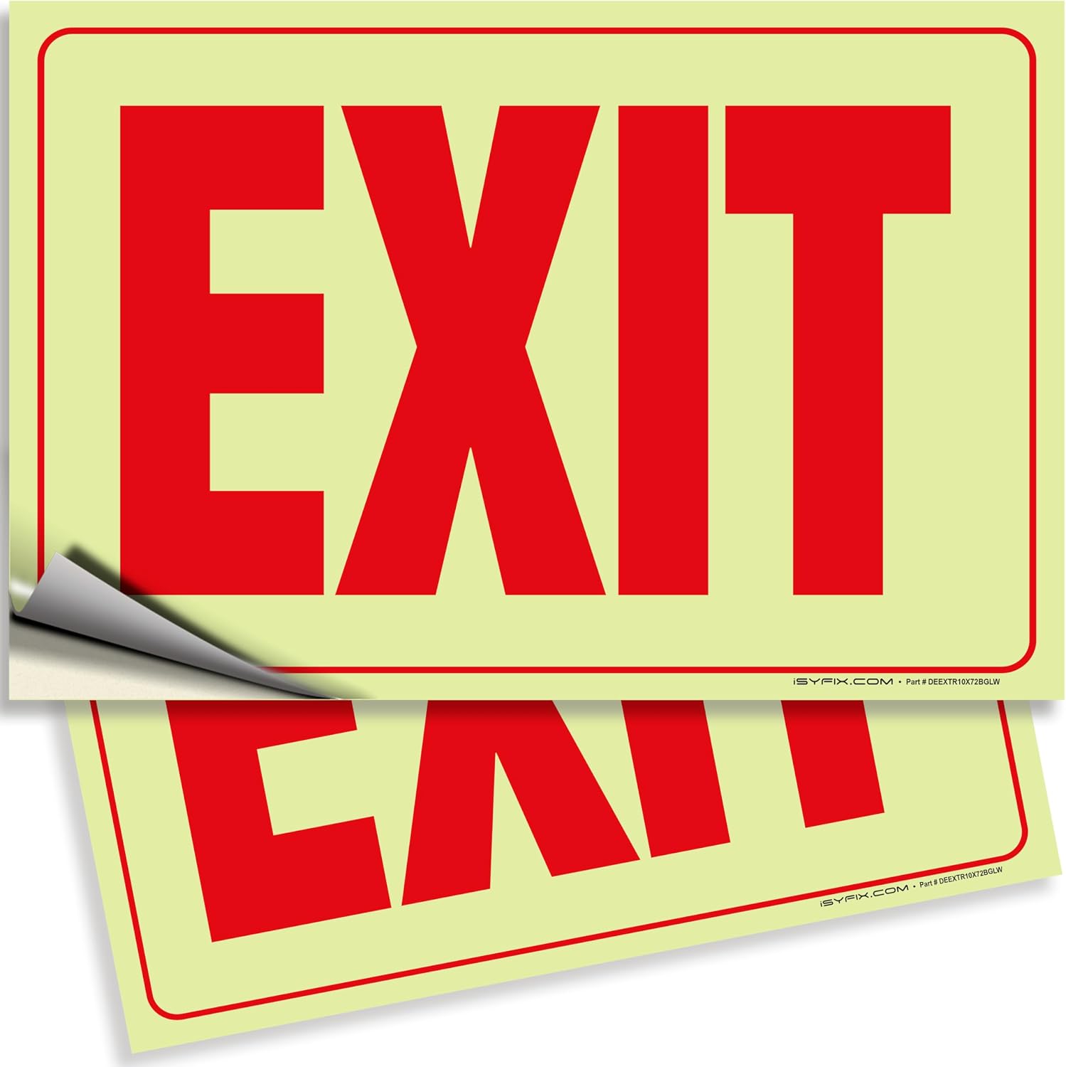 iSYFIX Exit Photoluminescent Signs Stickers – 2 Pack 10x7 Inch ...