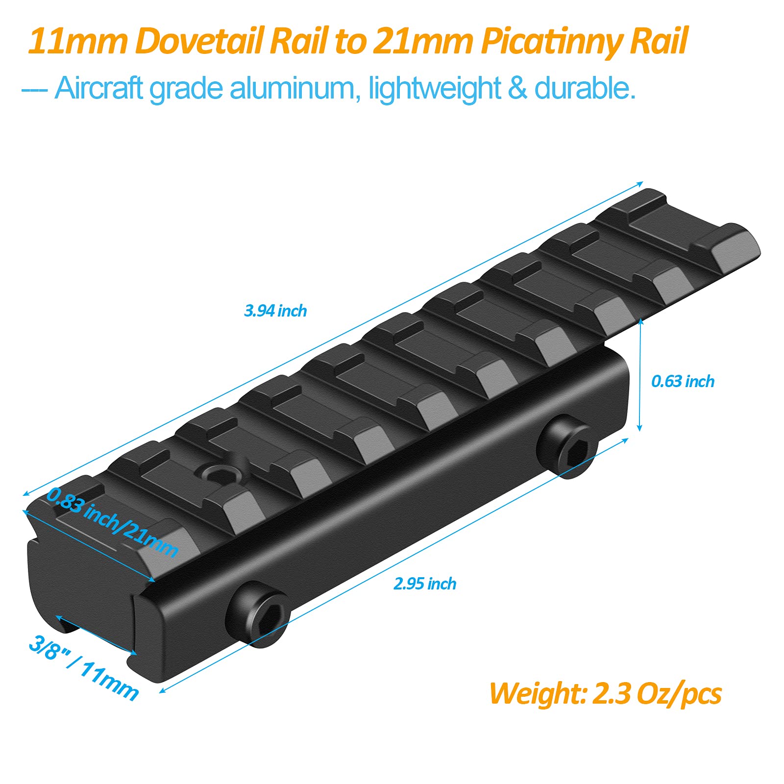 Snapklik.com : LONSEL Dovetail To Picatinny Rail Adapter 11mm Dovetail ...