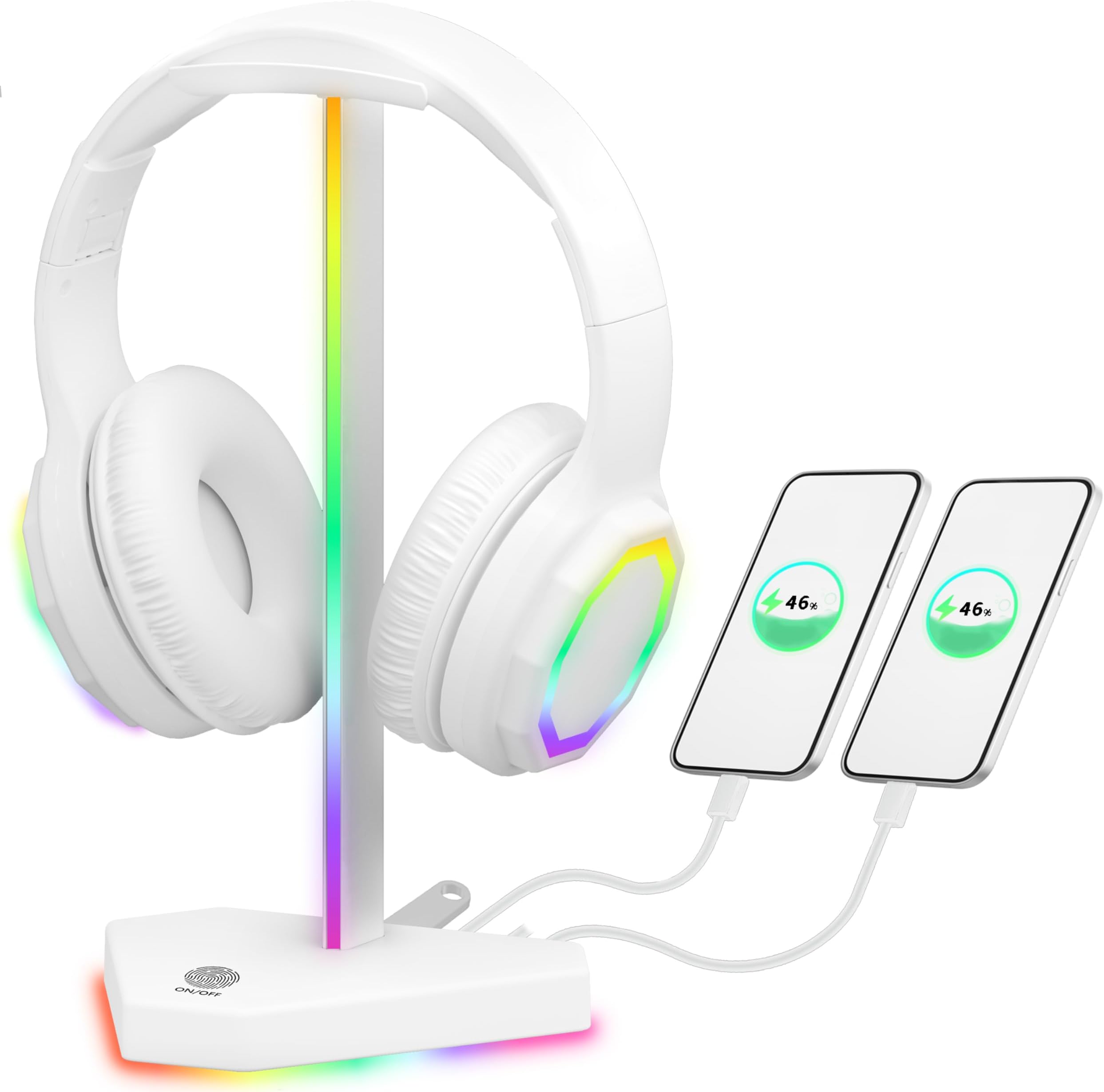 Amazon.com: 𝟐𝟎𝟐𝟒 𝐍𝐞𝐰 RGB Headphones Stand with 1 USB-C Data ...