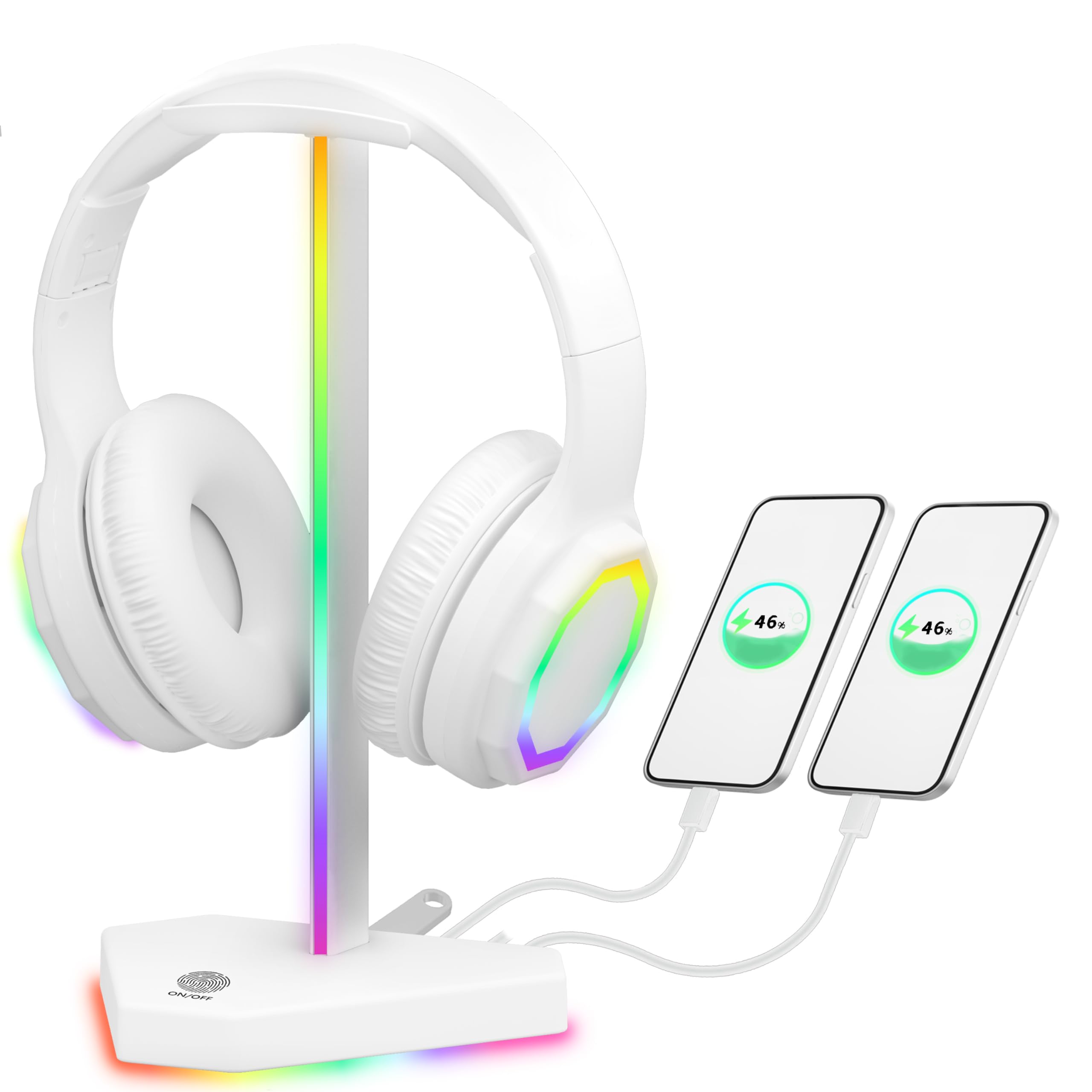 Amazon.com: charlxee RGB Headphone Stand with 2 USB-C Charging Port and ...