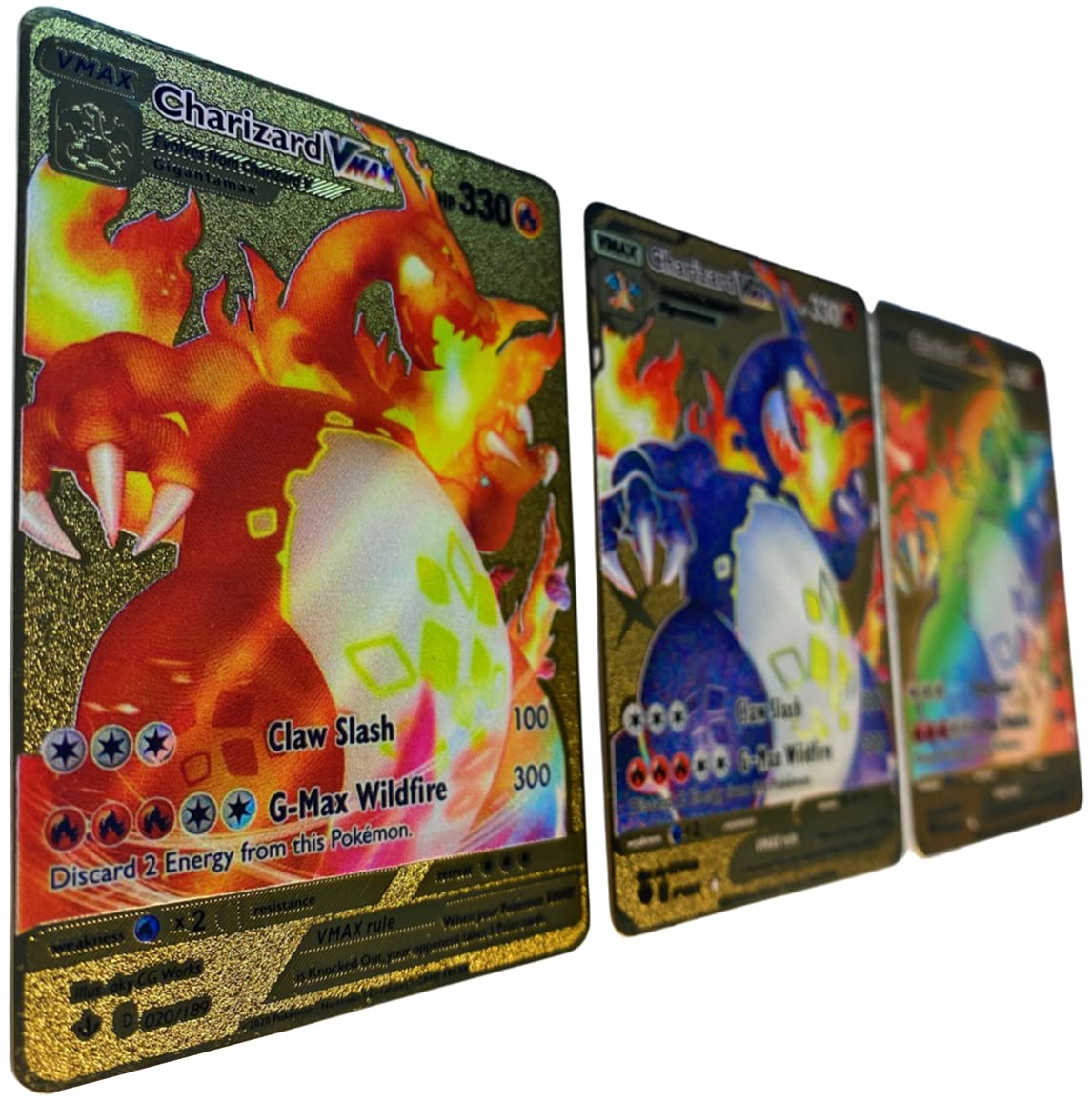 Charizard Vmax Pokemon Cards Rare - Set of 3 Custom Metal Charizard ...