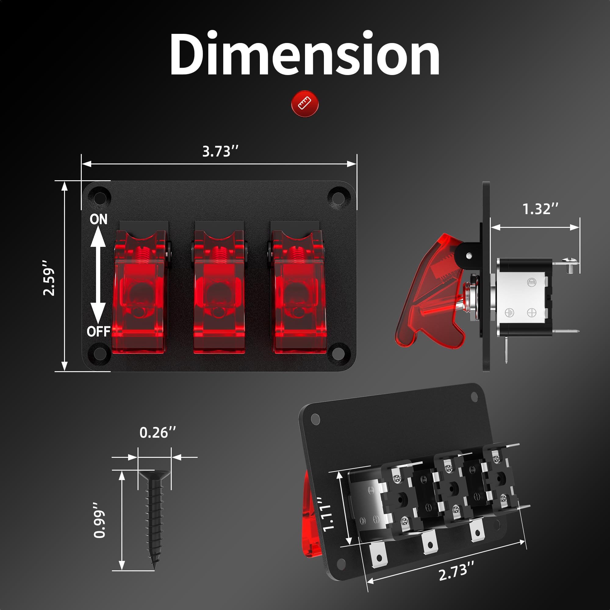 Snapklik.com : Toggle Switch 12V 3 Gang Universal Toggle Switch Panel ...