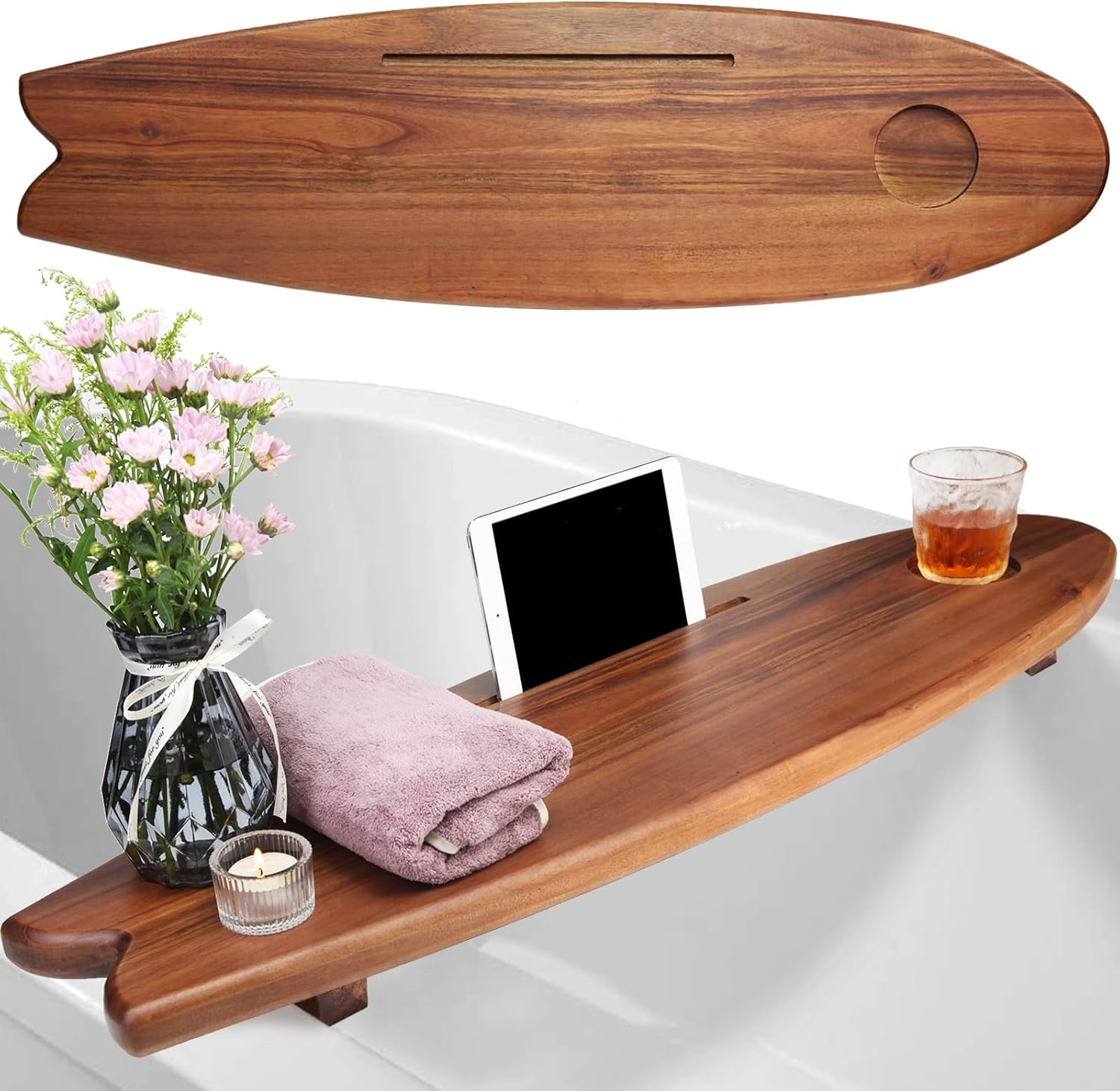 Amazon.com: Large Bathtub Tray with Adjustable Legs, 36”x10” Acacia ...