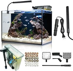 Amazon.com : 10 Gallon Aquarium Set Glass Fish Tank, Heater Self ...