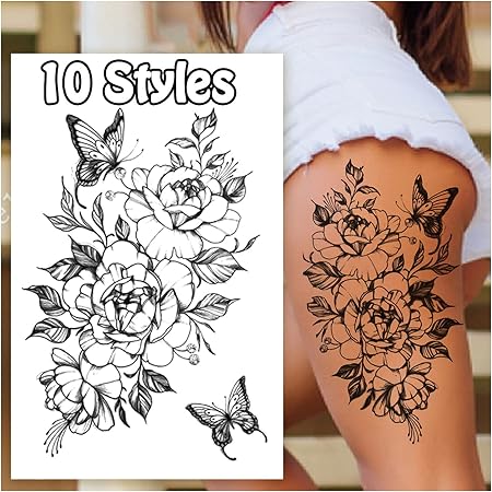 Amazon.com : Cerlaza Temporary Tattoos for Women Adults, Fake Flower Tatuajes Temporales Semi ...