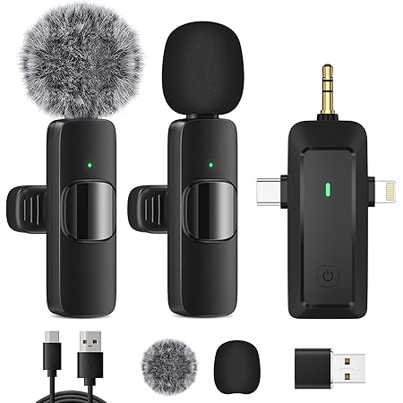 MILOUZ Dual Wireless Microphones for iPhone/Android Phone/Camera/Laptop ...