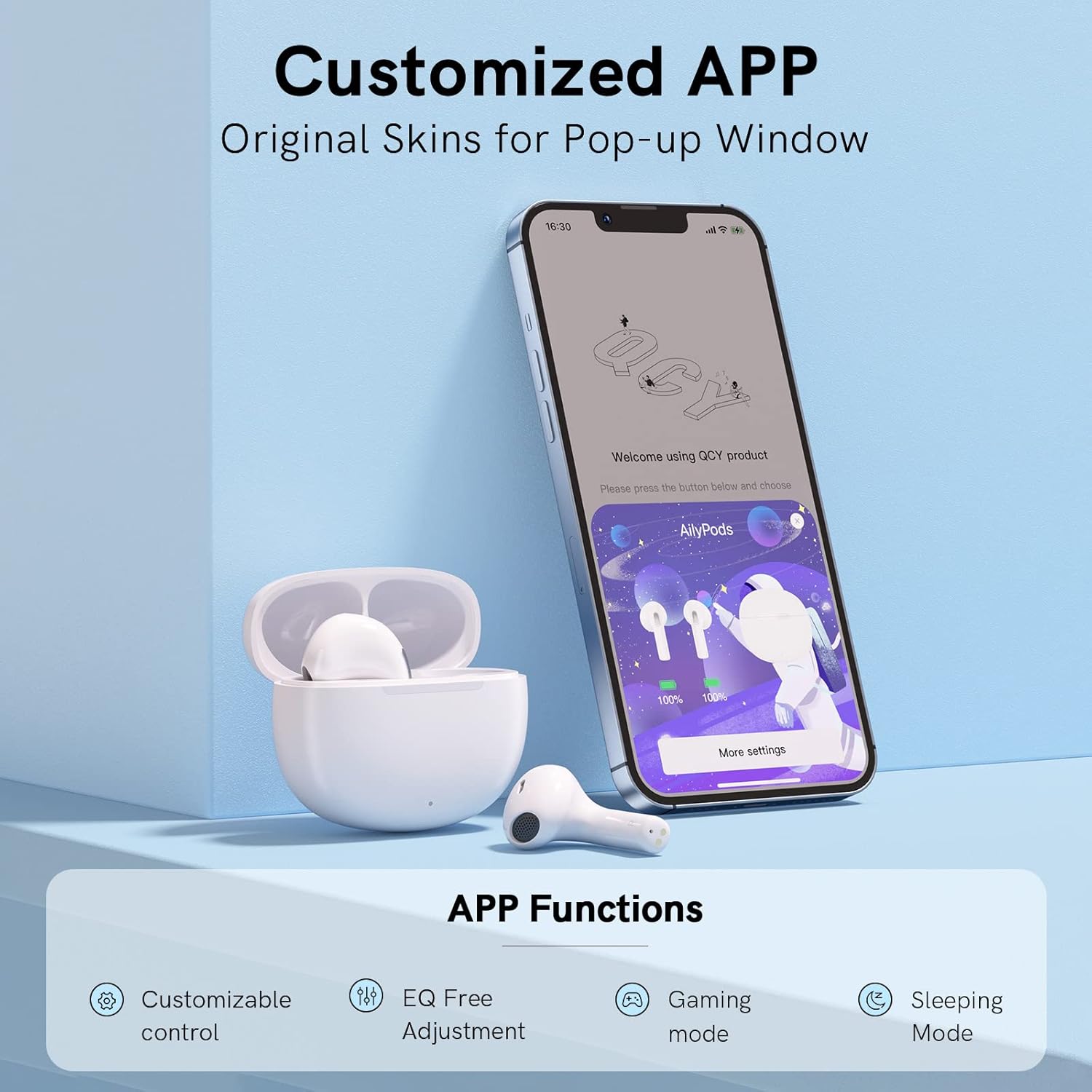 QCY T20 Wireless Earbuds for iPhone, Bluetooth 5.3 Ear Buds with Microphone Touch Control 20h ...