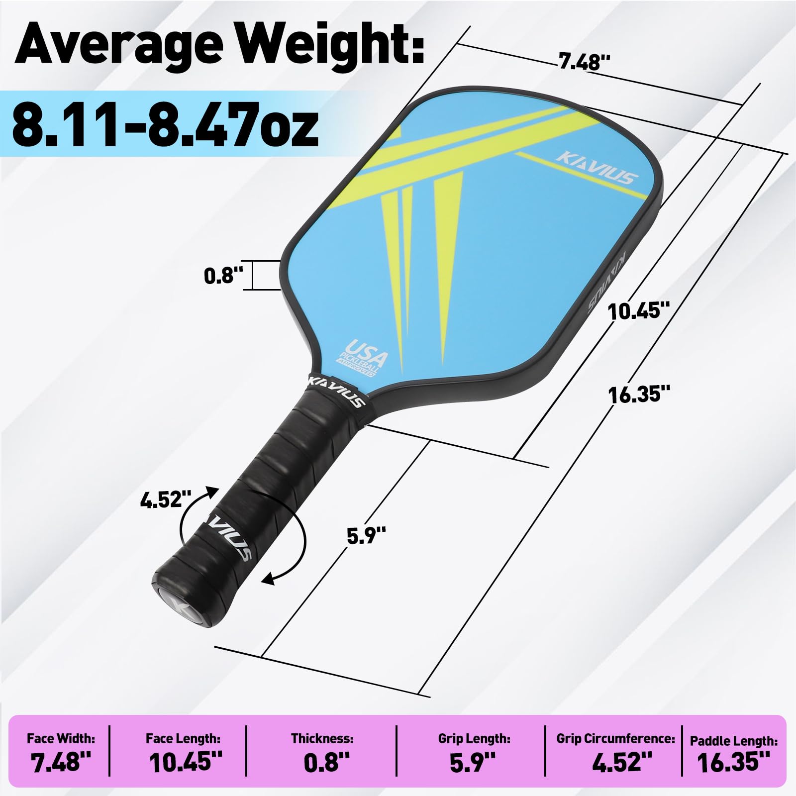 Snapklik.com : KAVIUS T700 Carbon Fiber Pickleball Paddle Upgraded 16mm ...