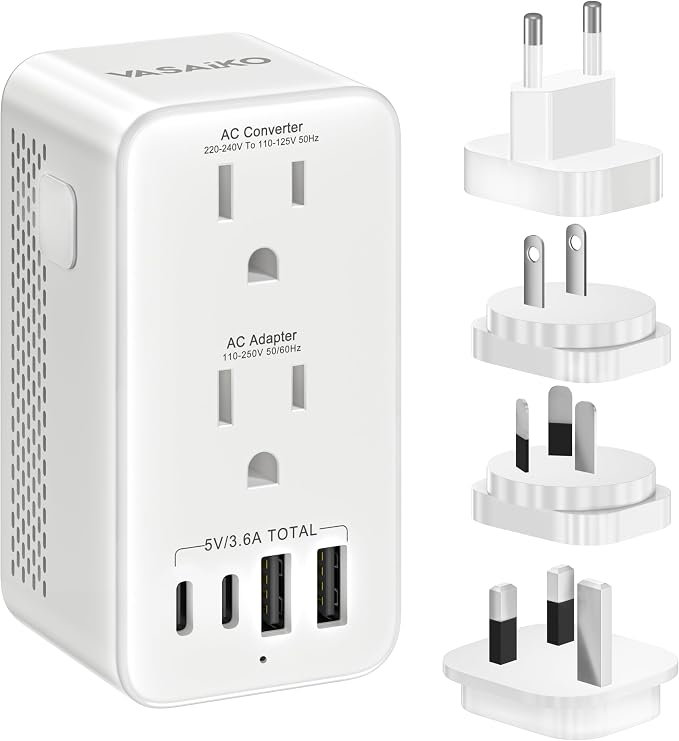 Amazon.com: VASAIKO Voltage Converter US to Europe, Travel Adapter ...