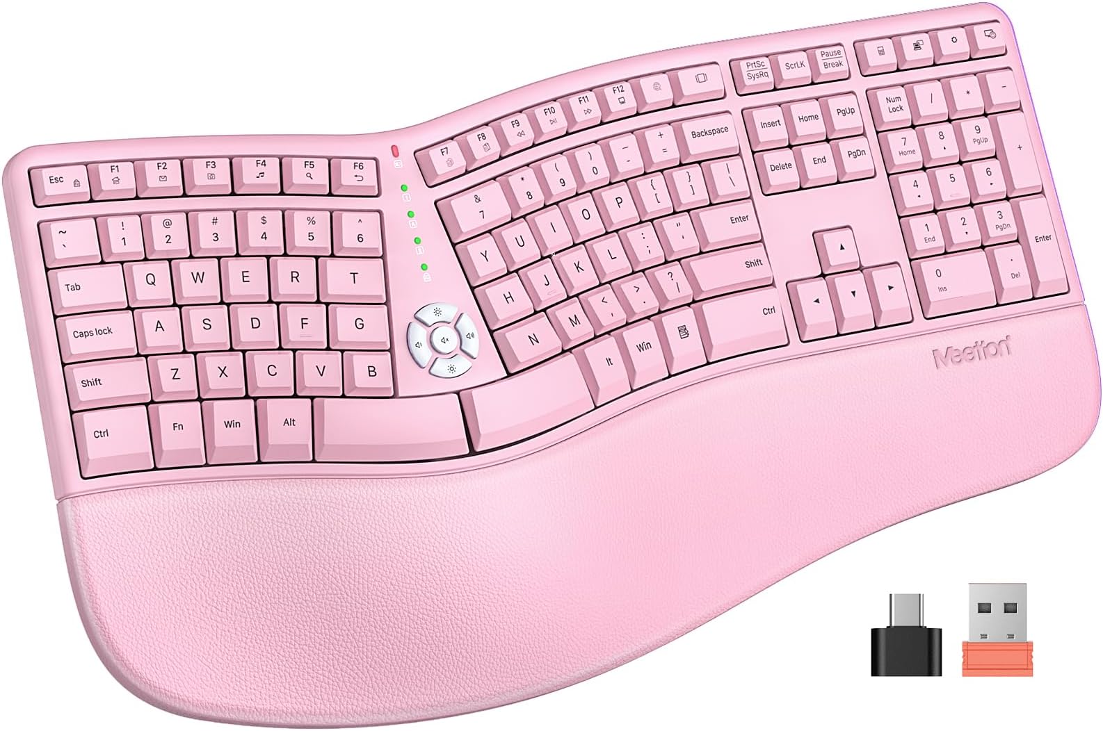 Amazon.com: MEETION Ergonomic Keyboard, Split Wireless Keyboard with Cushioned Wrist, Palm Rest ...