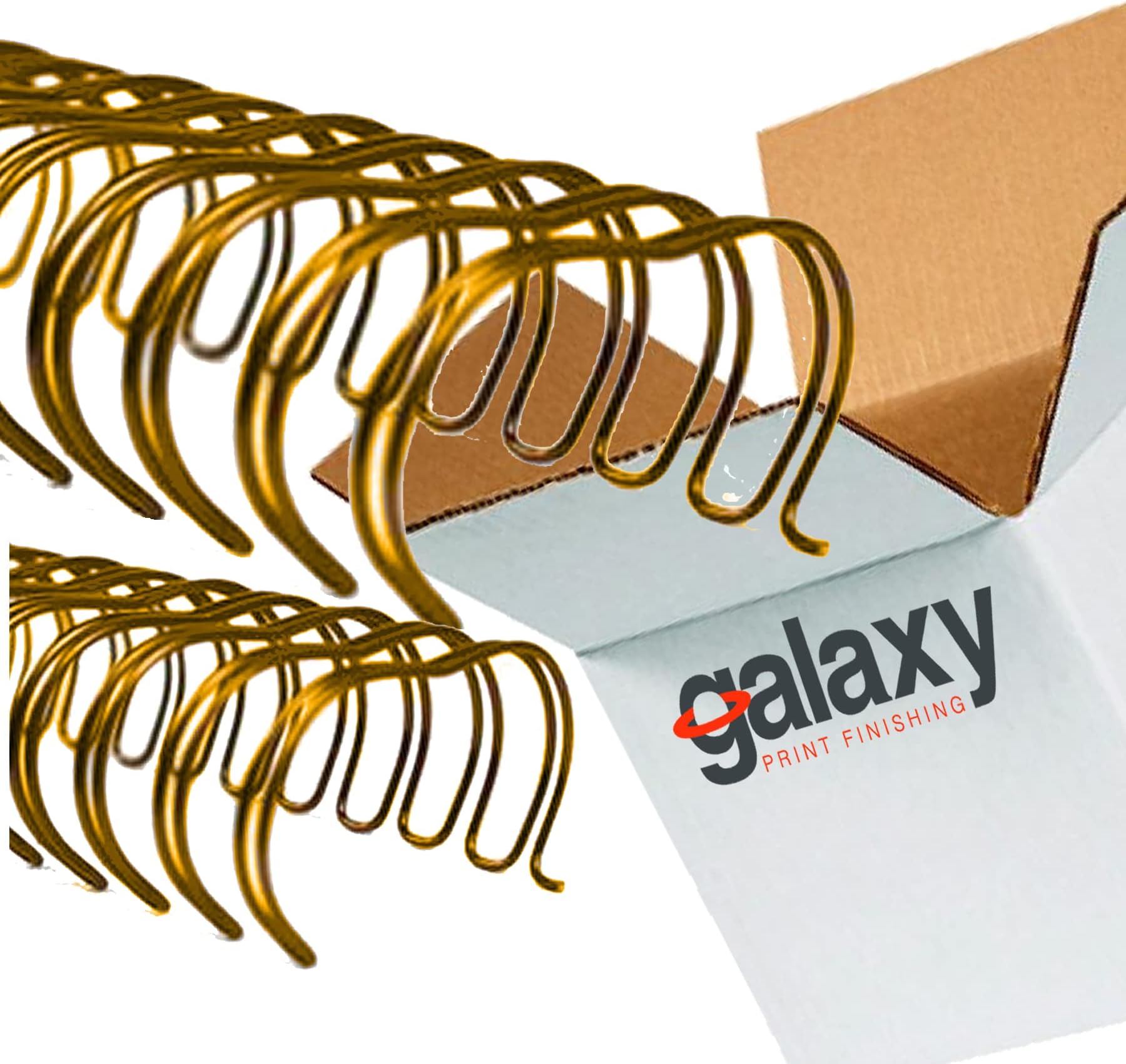 Galaxy Wire Binders/Bindings Pack - 6.4 mm Pitch 3:1 - Gold - 100 Pack ...