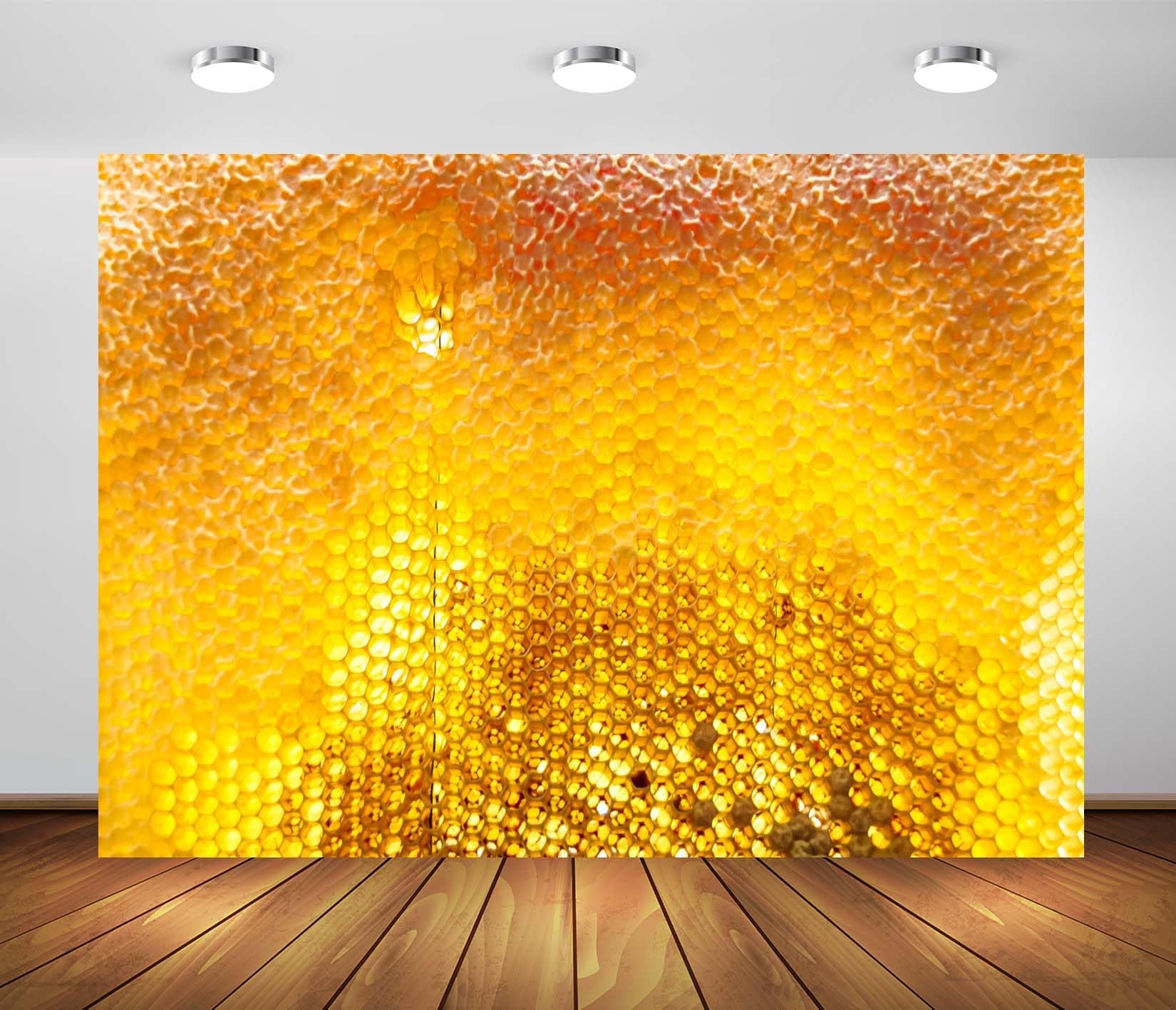 Amazon.com : BELECO 7x5ft Fabric Honey Bee Backdrop Honeycomb Bee ...