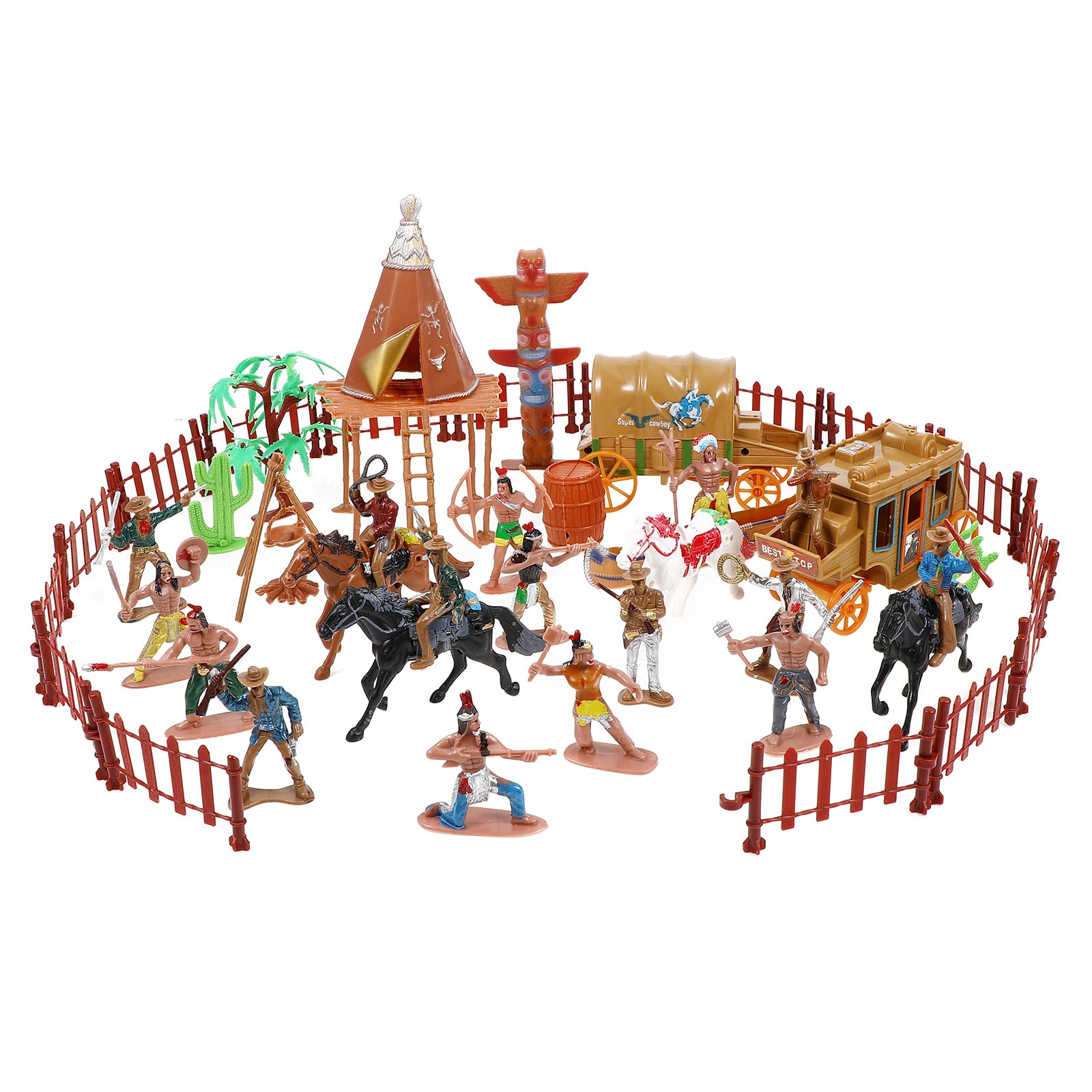 NUOBESTY West Cowboys Indians Figures Toys, Wild West Cowboys Native ...