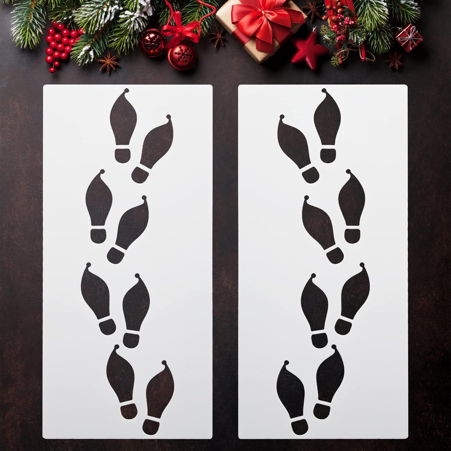 2pcs Christmas Small Cute Mini Footprint Stencils,Xmas Foot Print ...