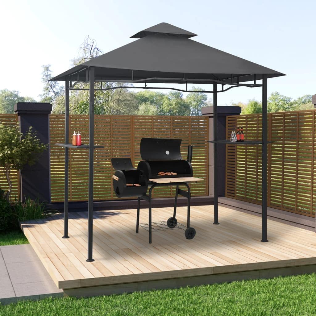 Amazon.com : BBQ Gazebo 7.9'x4.9'x8.4' Anthracite Steel,Sturdy BBQ ...
