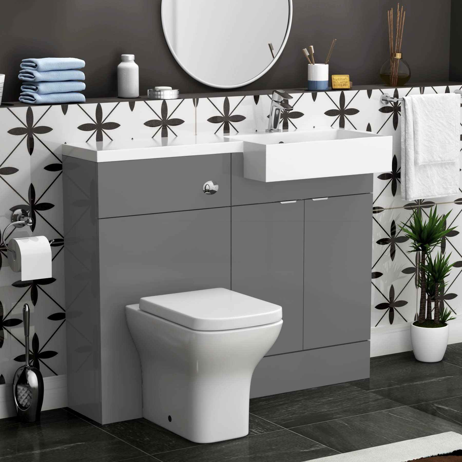 Buy Elena 1100mm Floor Standing Vanity Unit 2 Door Storage Cabinet With ...