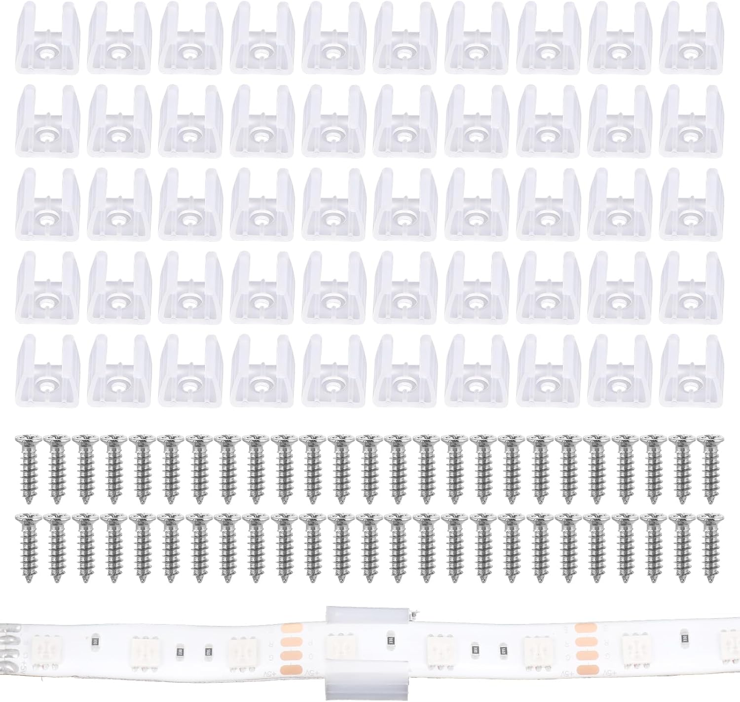 50-Pack Waterproof LED Strip Light Clips with Screws - Translucent ...